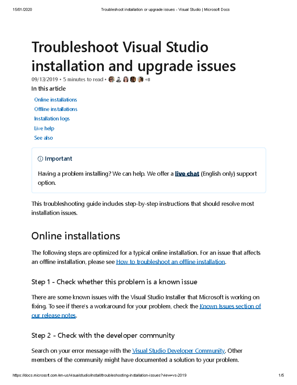 Troubleshoot installation or upgrade issues - Visual Studio Microsoft ... Troubleshoot installation or upgrade issues - Visual Studio Microsoft ...