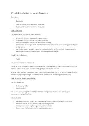 Lecture 1-2 - HUMAN RESOURCES INTRO TO HUMAN RESOURCES WHAT HUMAN ...