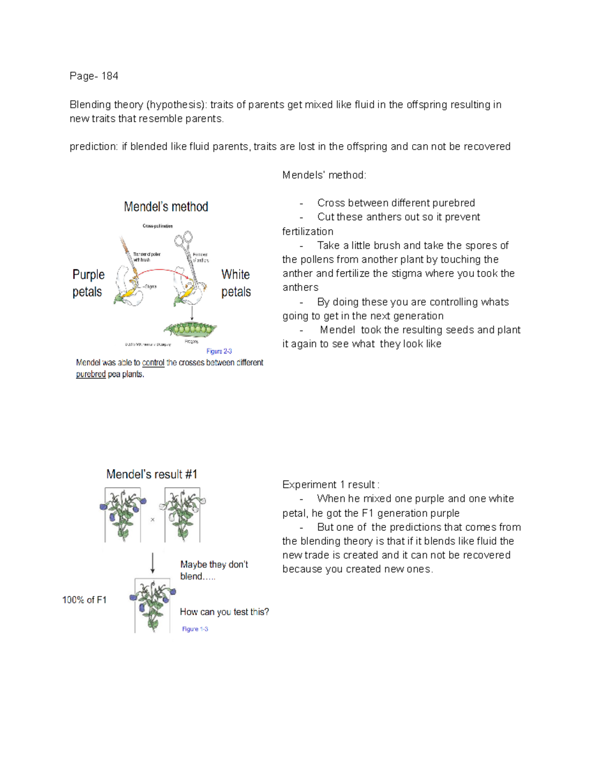 BIOL 202 lec 1 - Google Docs - Page- 184 Blending theory (hypothesis ...