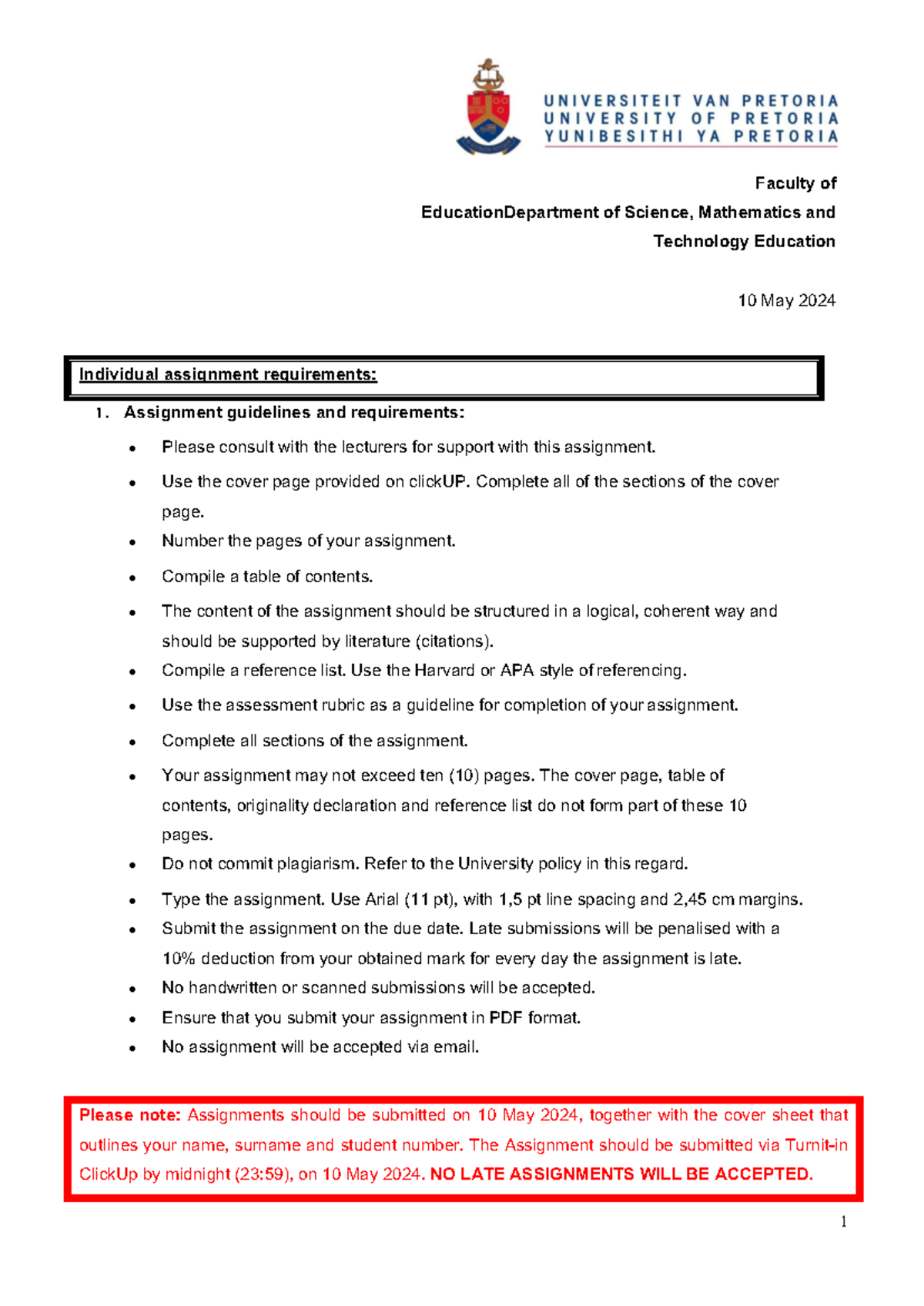Individual Assignment - Faculty of EducationDepartment of Science ...