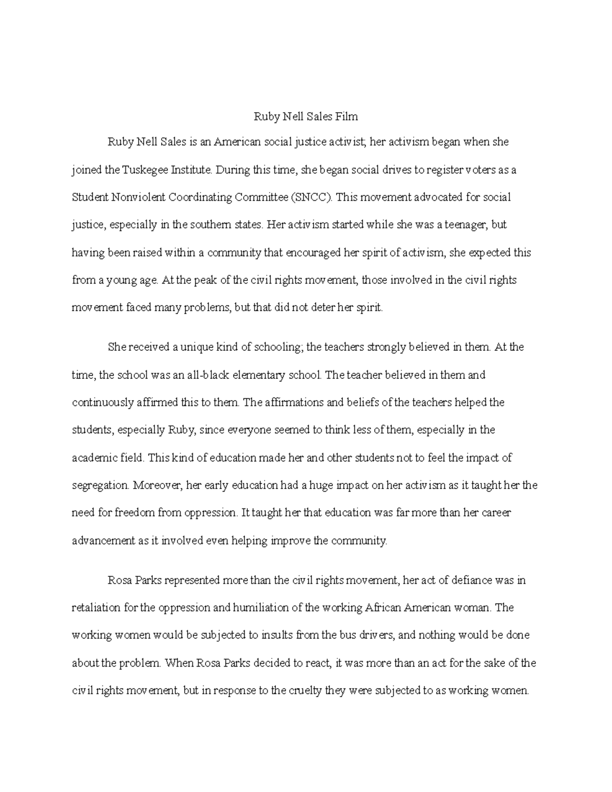 African-American Social Movements Ruby Nell Sales Film - Ruby Nell ...
