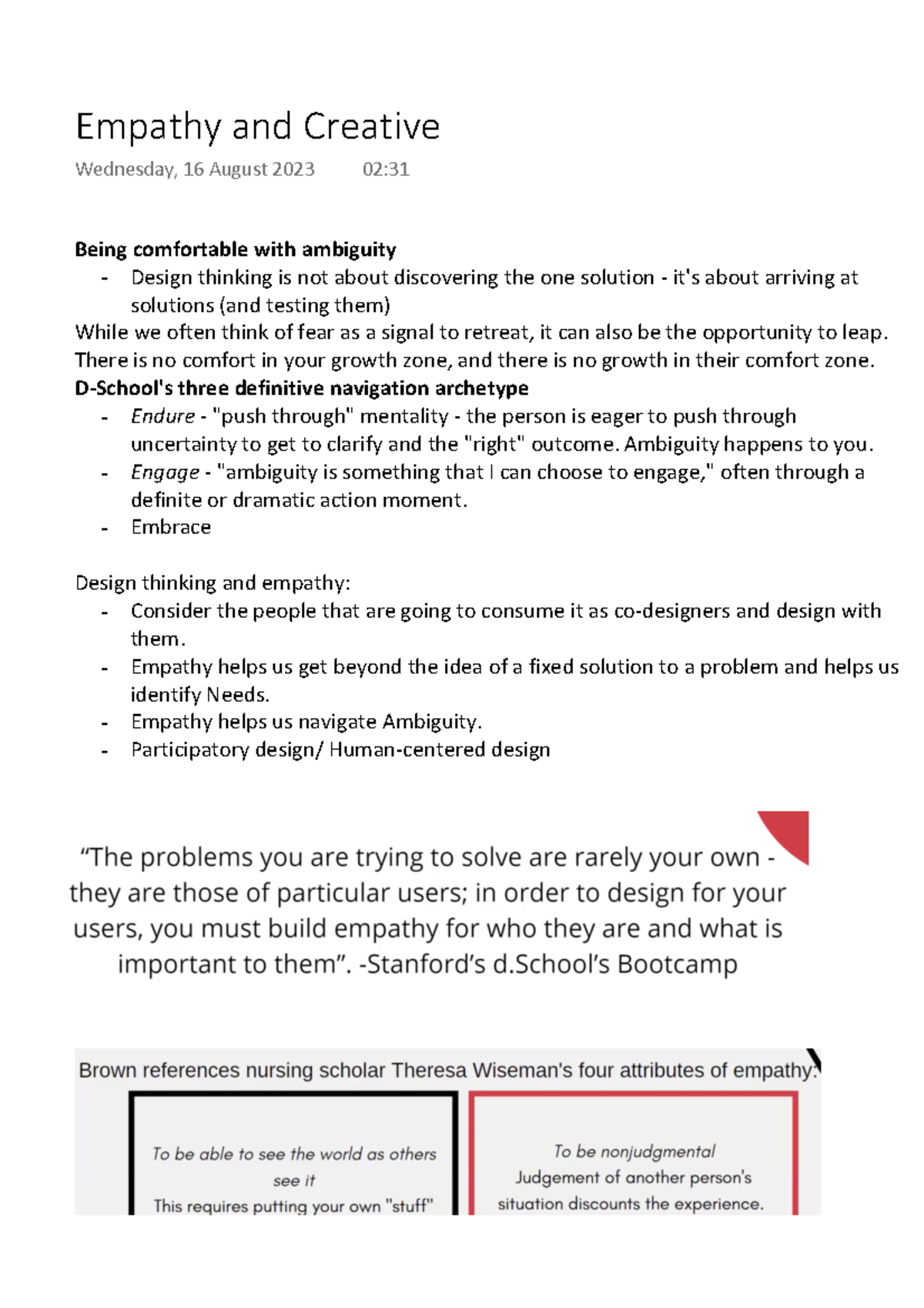 Empathy and Creative - Being comfortable with ambiguity Design thinking ...