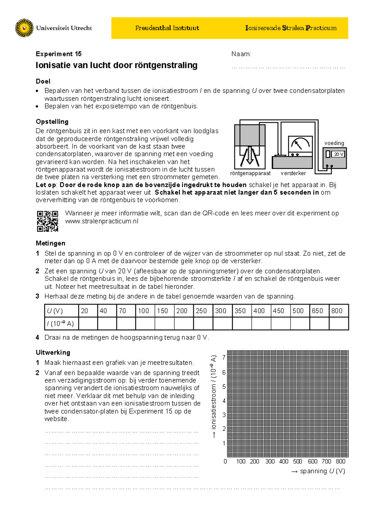 Werkblad 15-2021 ionisatie rontgen - Experiment 15 Naam: Ionisatie van ...