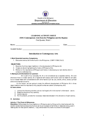 Conarts-12-Q2- Module-1 v2 - Contemporary Arts From the Philippines and ...