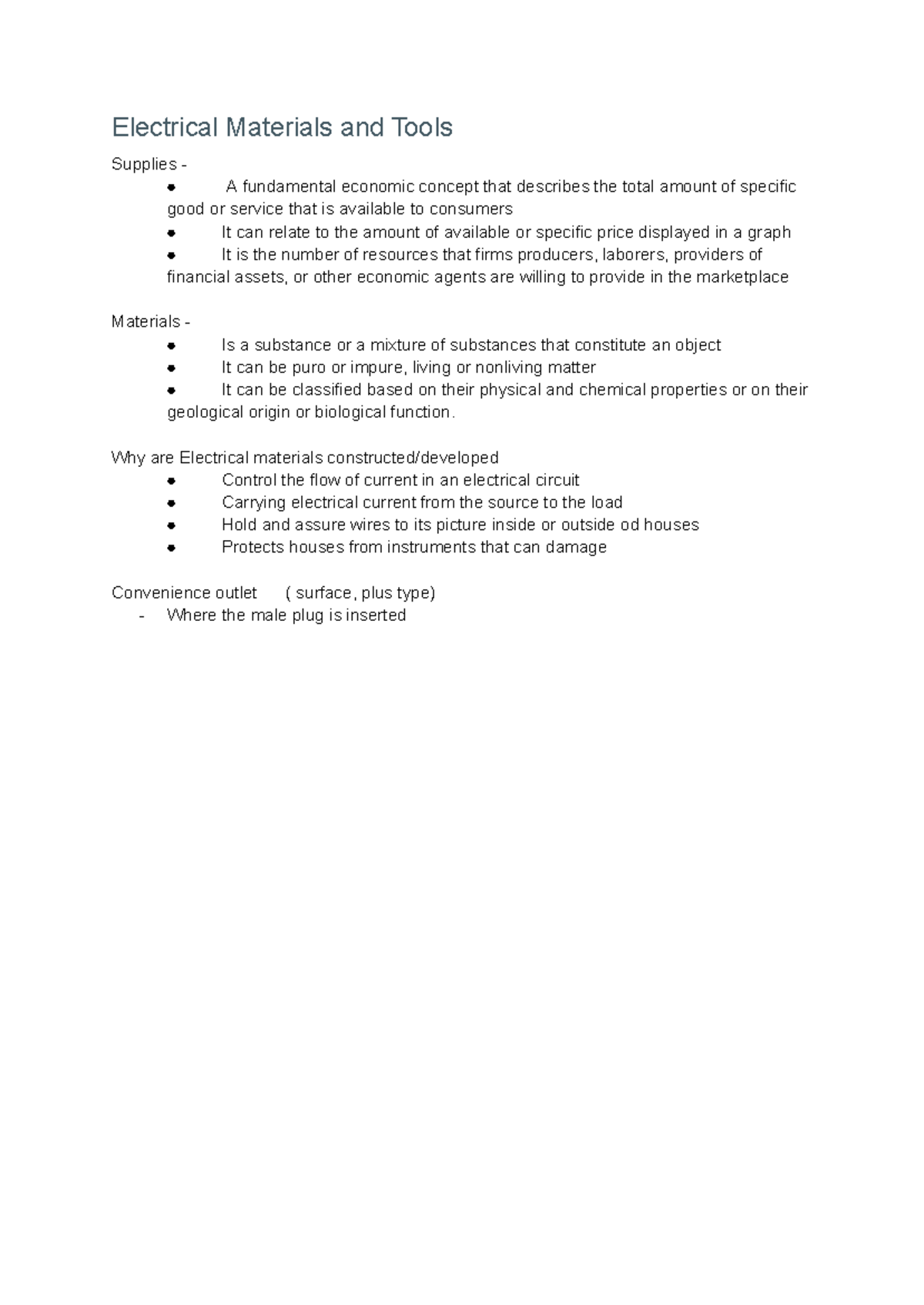 TLE Reviewer - Examples and uses of electrical tools and materials ...