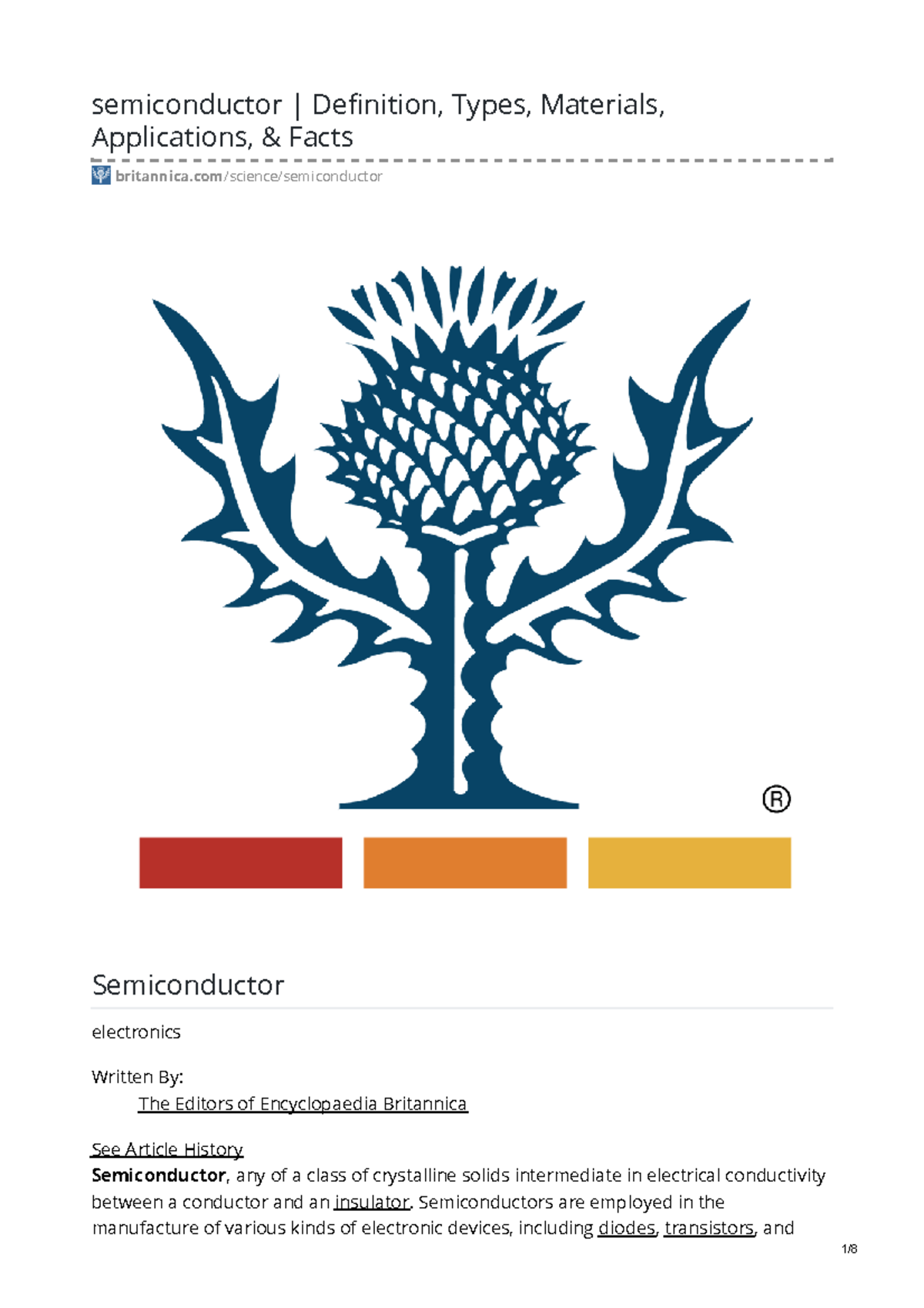 Britannica.com-semiconductor Definition Types Materials Applications ...