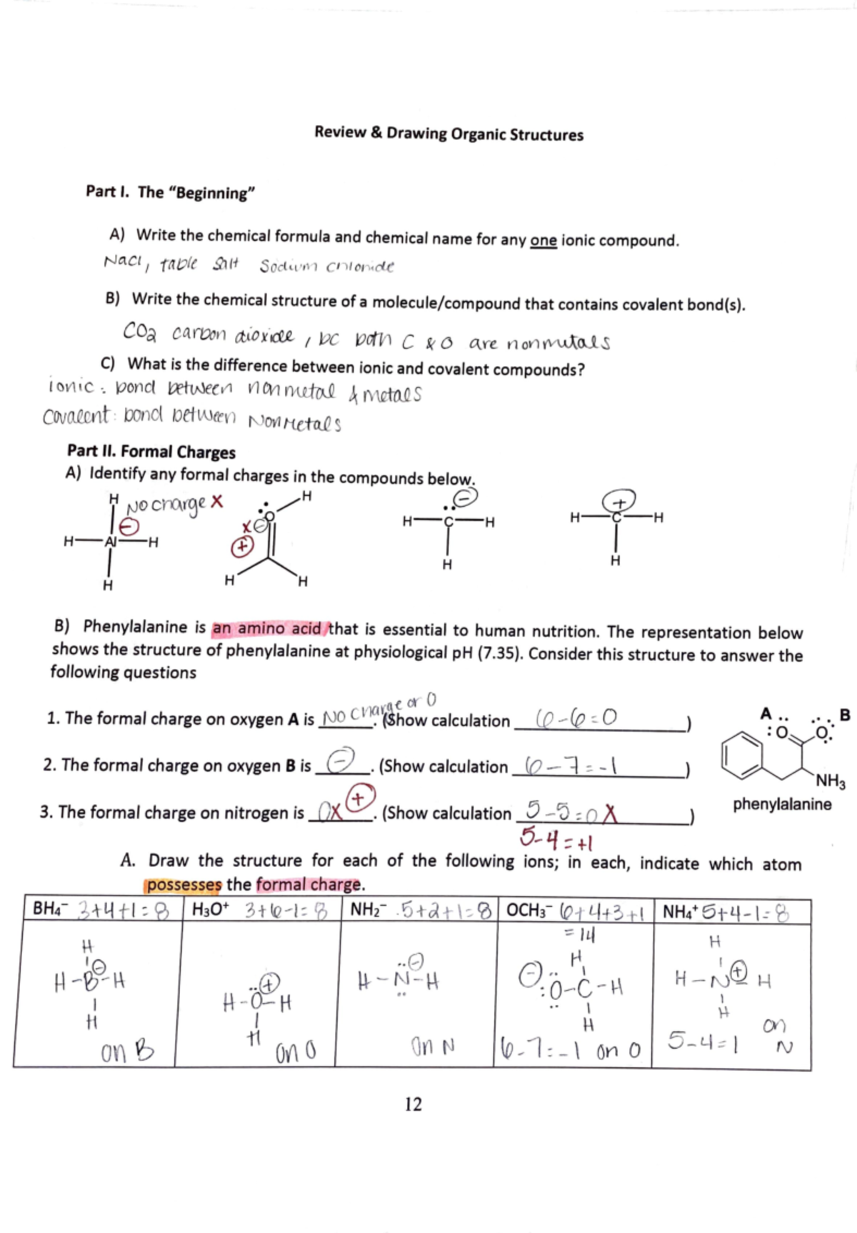 Act 1 - calc hw assignments - Review & Drawing Organic Structures Part ...