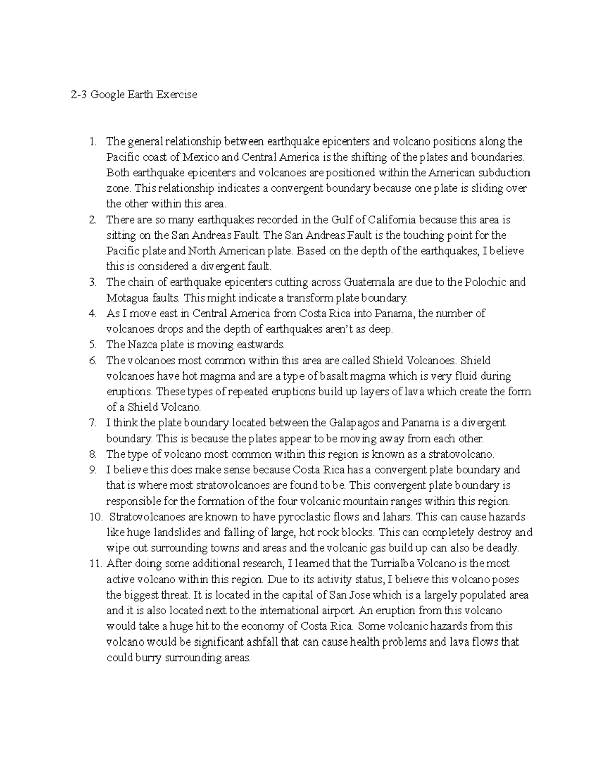 2-3 Google Earth Exercise - Both earthquake epicenters and volcanoes ...