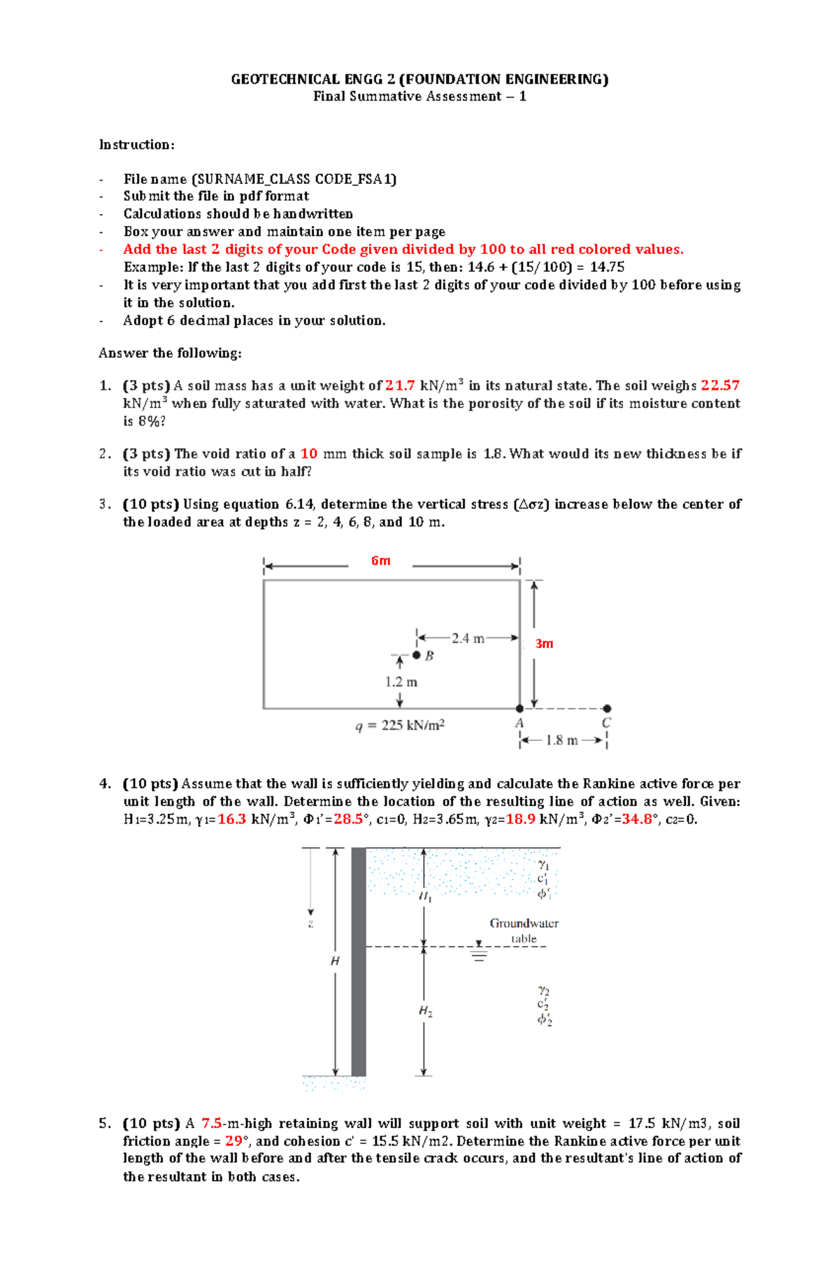 Final Summative Assessment - 1 - GEOTECHNICAL ENGG 2 (FOUNDATION ENGINEERING) Final Summative ...