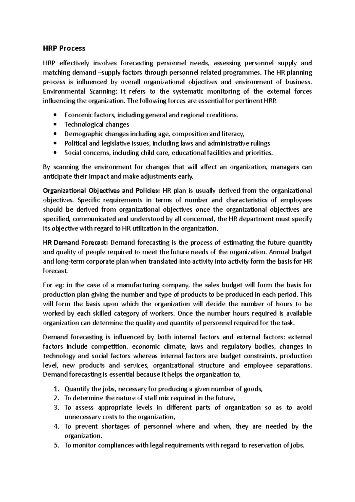 HRP Process - HRP Process HRP effectively involves forecasting ...