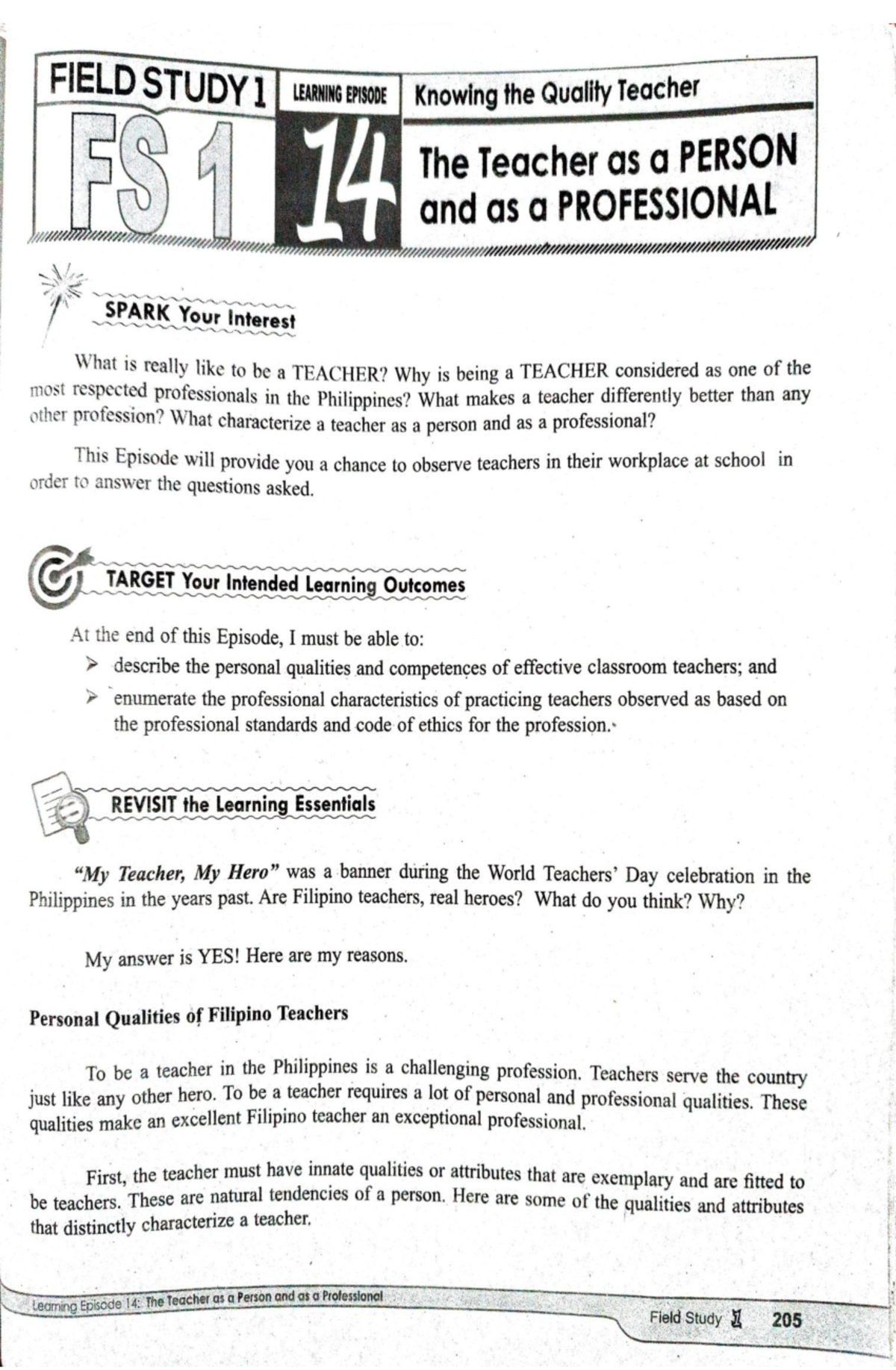 Ep14 - episode 14 - FIELD STUDY1 LEARNING EPISODE Knowing the Quality Teacher FS114 The Teacher ...