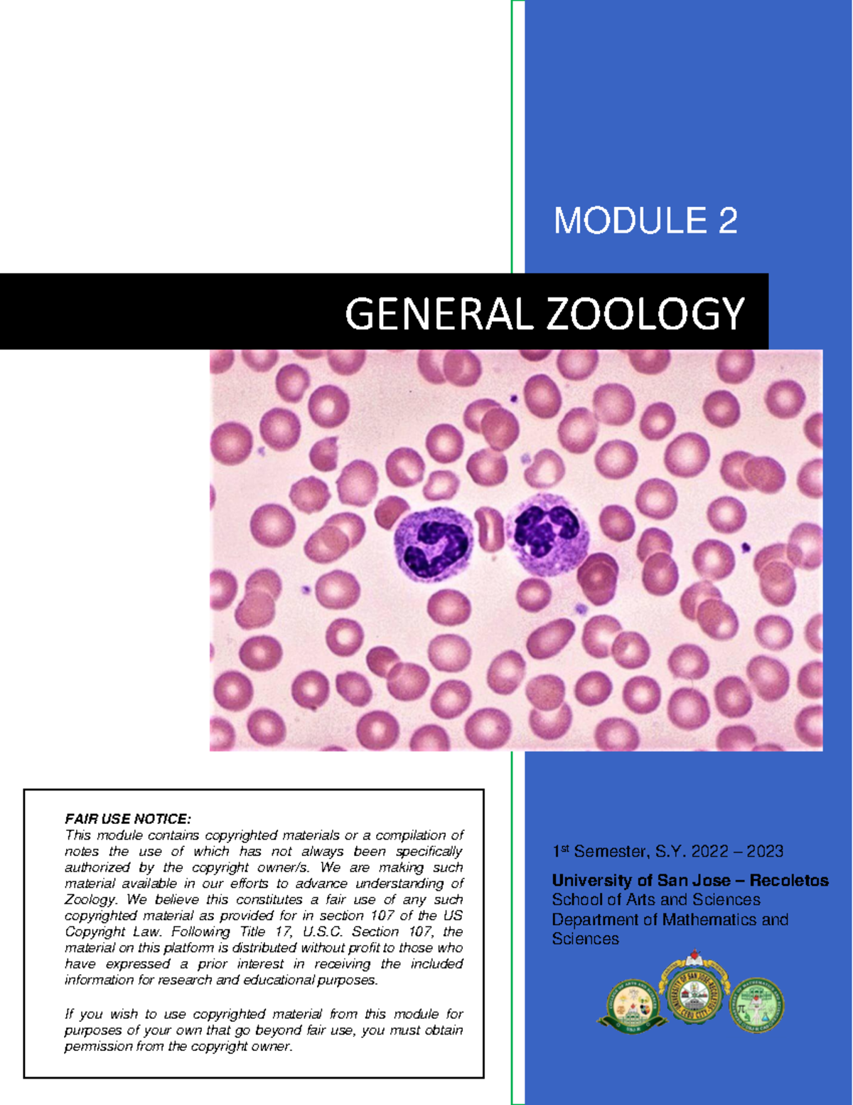Module 2 - Animal Cells and Tissues - MODULE 2 1 st Semester, S. 202 2 ...