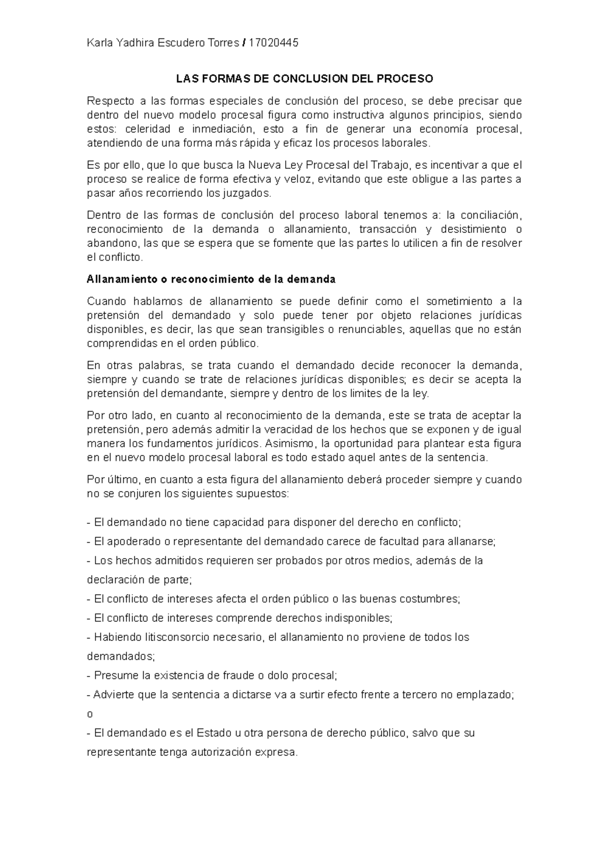 LAS Formas DE Conclusion DEL Proceso - Karla Escudero Torres - Karla ...