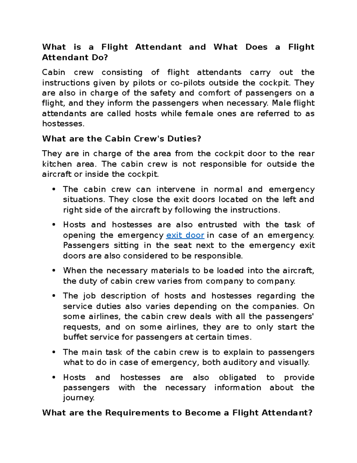 Cabin CREW Script - ITS ABOUT THE COURSE - What is a Flight Attendant ...