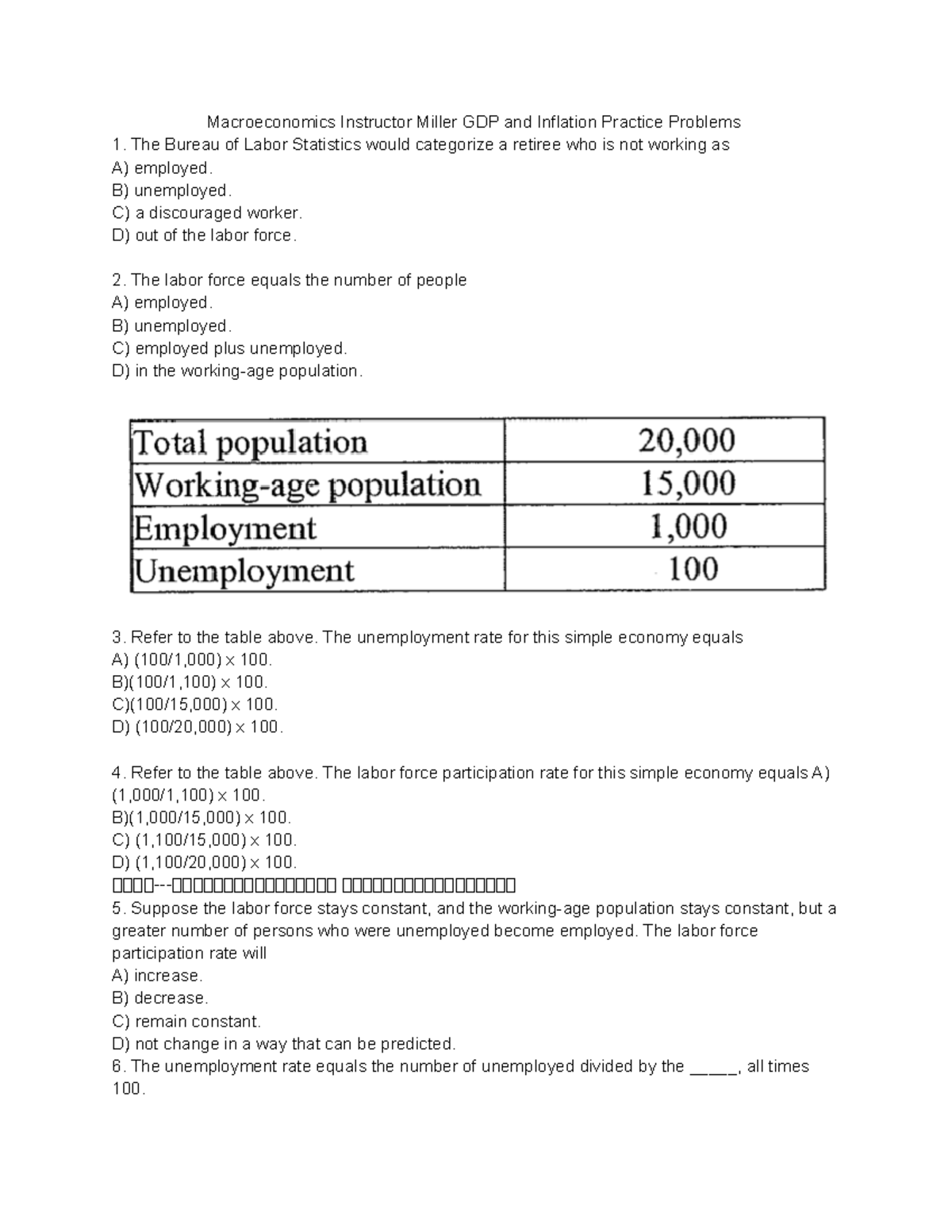 CB2402 Macroeconomics Palsi Ex GDP and Inflation Practice Problems ...