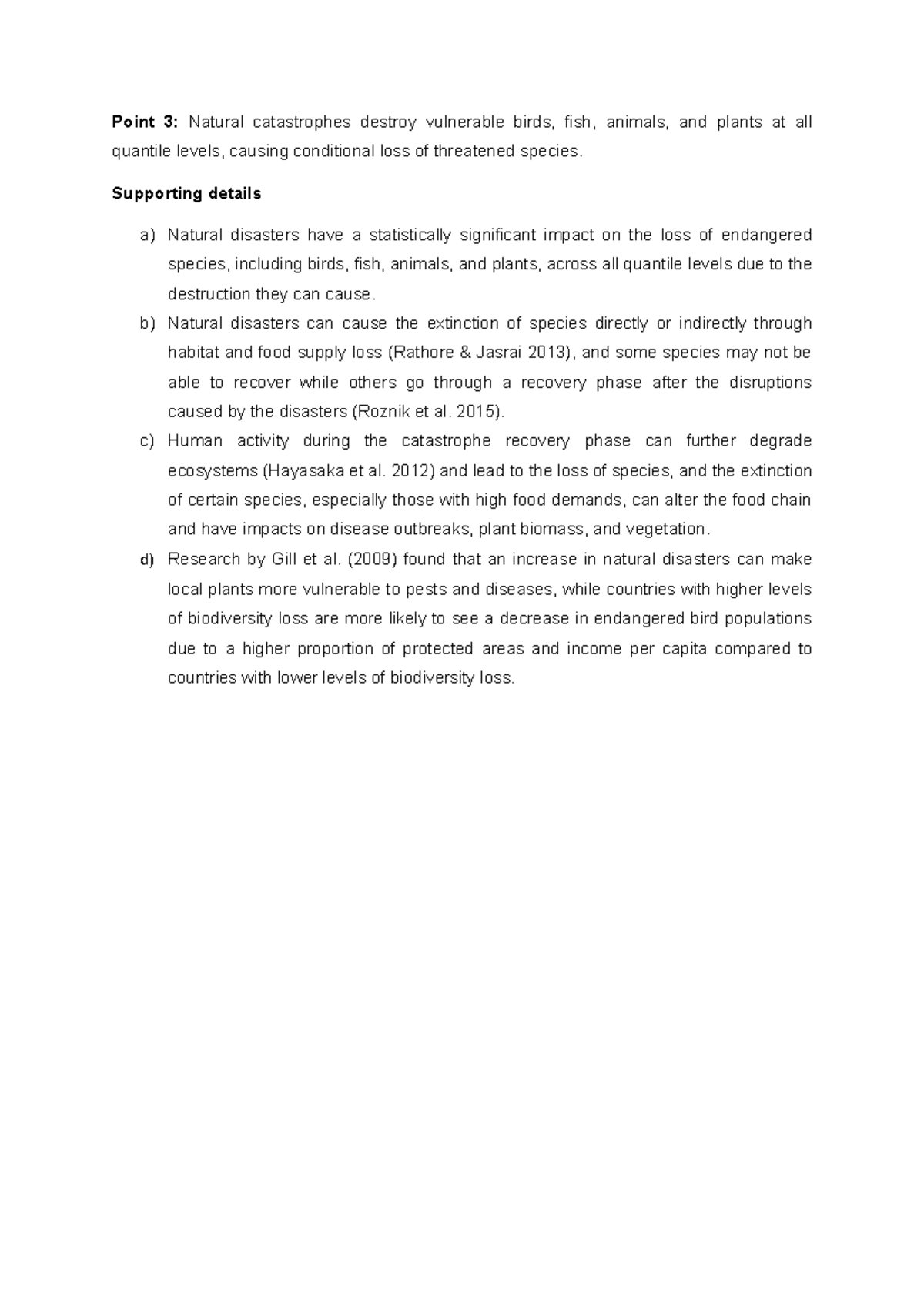 AA outline elc - English Writing - Point 3: Natural catastrophes ...