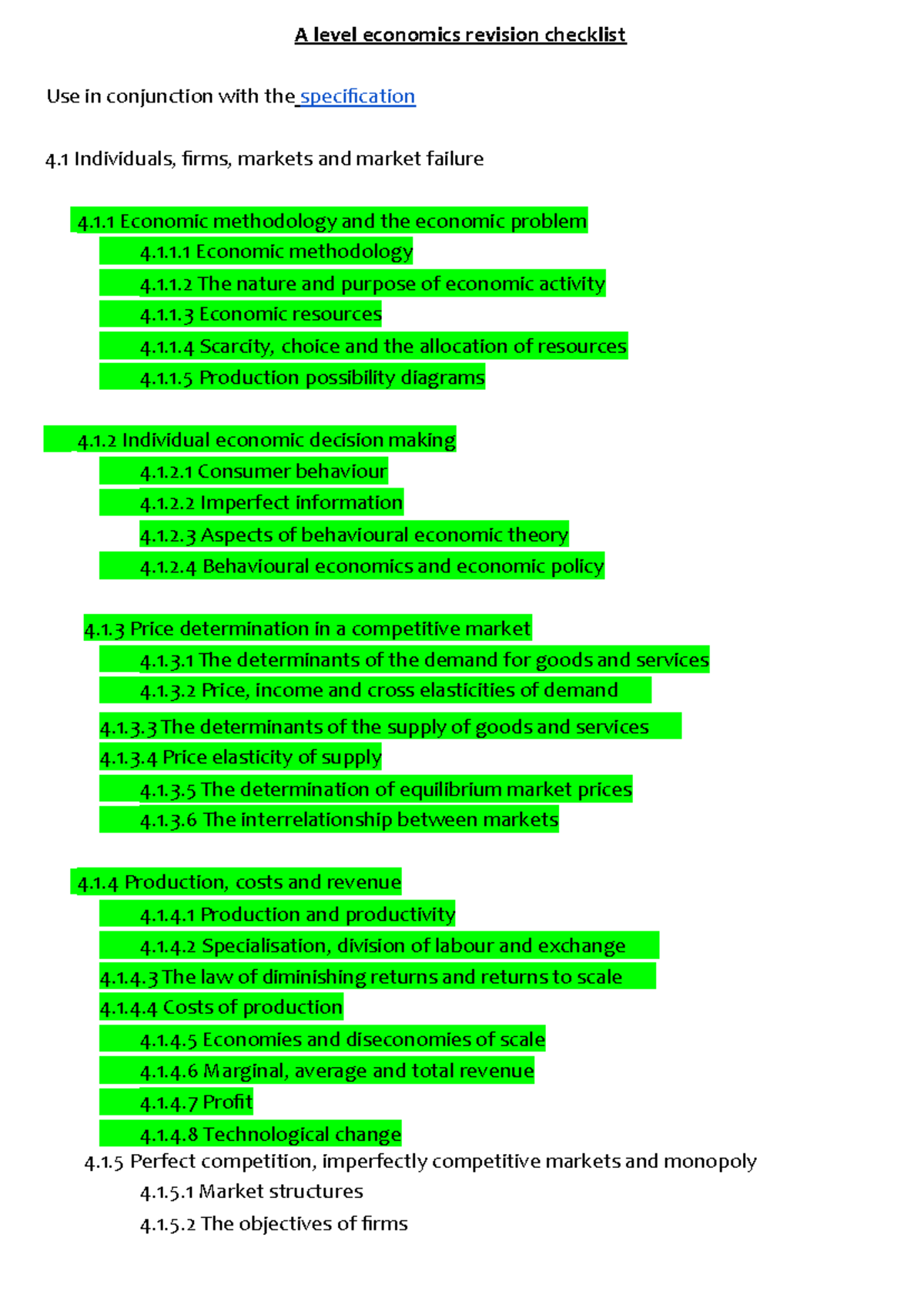 Economics Aqa Alevel Content summary - A level economics revision ...