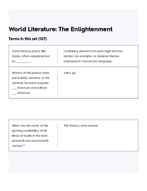 World Literature 2 Enlightenment in Europe and the Americas Flashcards ...