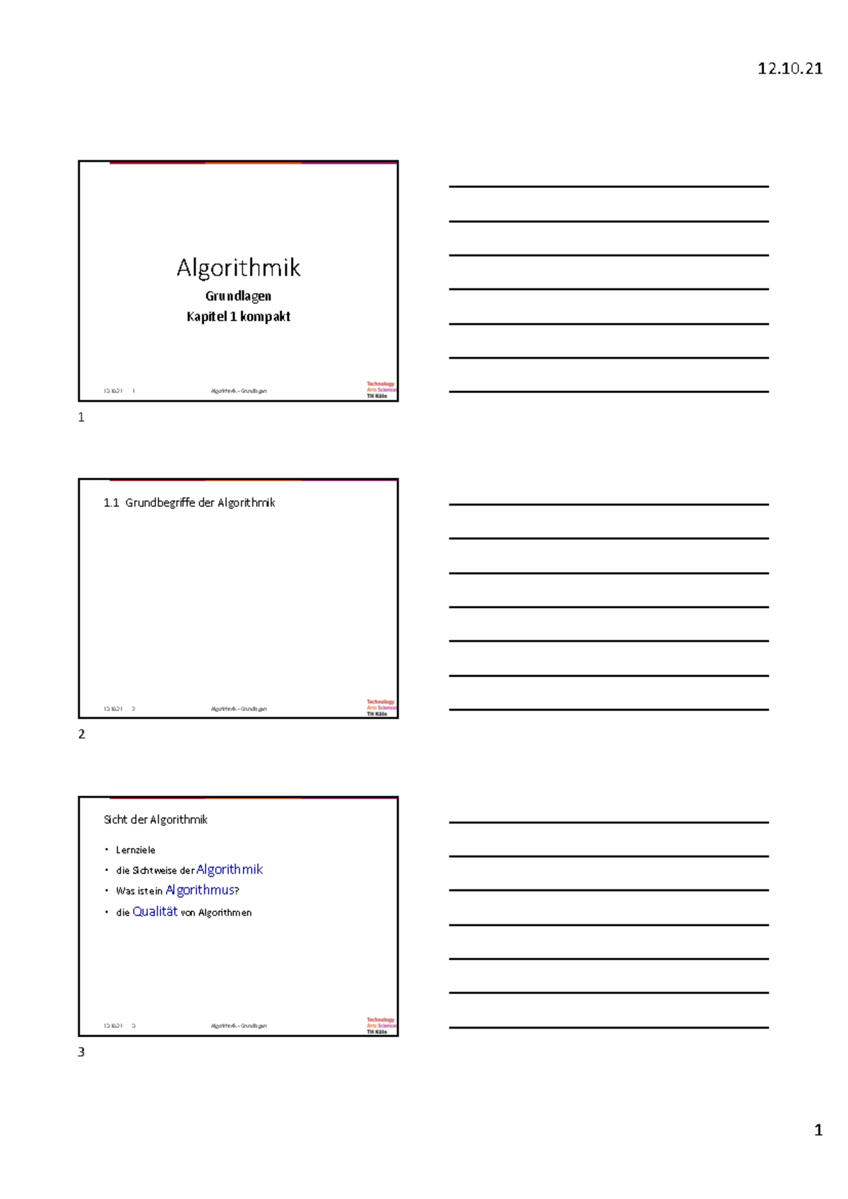 Algo K1 Kompakt - Algorithmik - Algorithmik Grundlagen Kapitel 1 kompakt 13.10 1 Algorithmik ...