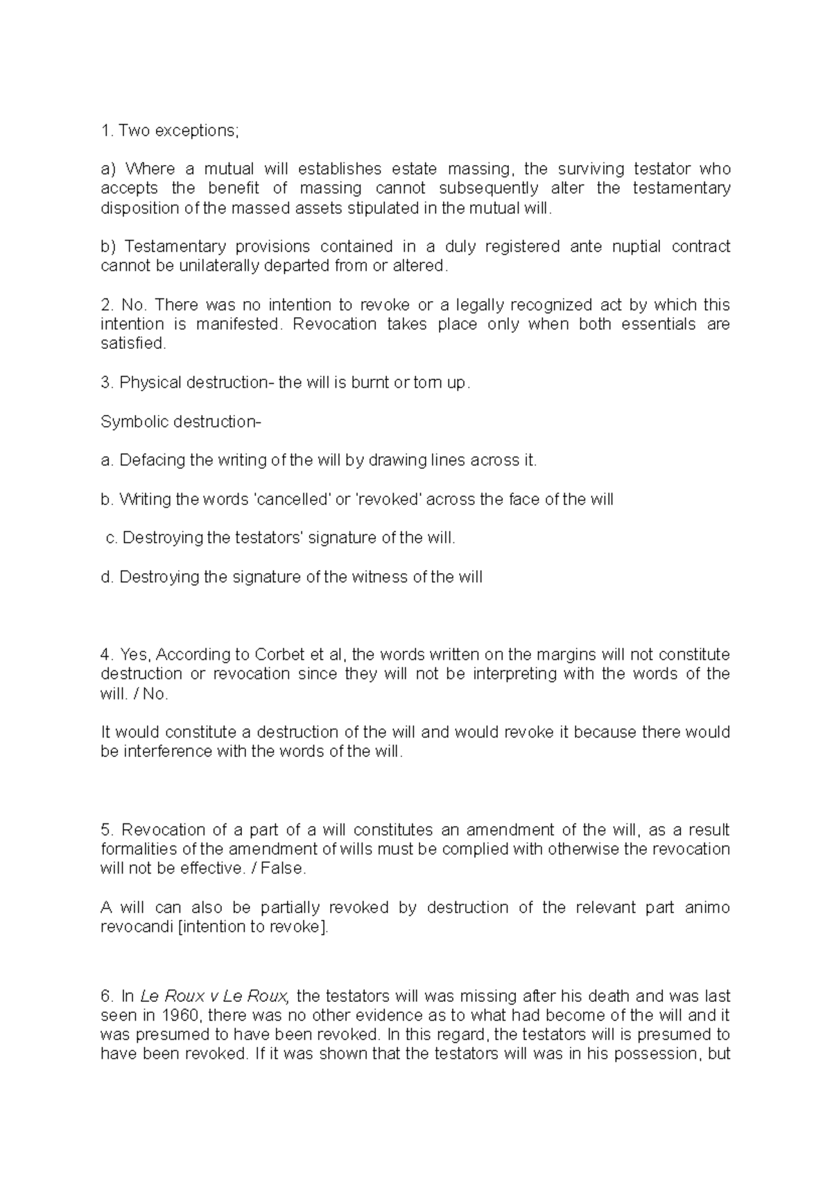 Law of Succession Chapter 6 Answers - Two exceptions; a) Where a mutual ...