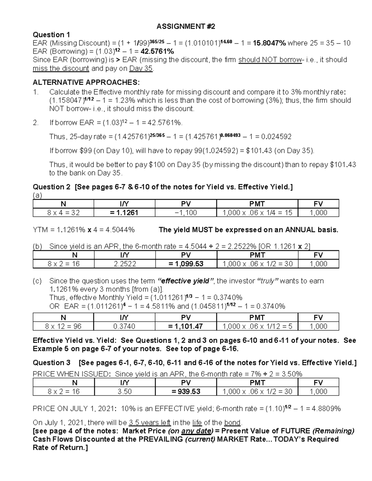 Assignment 2 busi 370 assignment - ASSIGNMENT Question 1 EAR (Missing ...