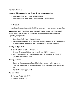 Lecture 1 of 12 - Statutory Valuation PP PDF 2021 - SCHOOL OF BUSINESS ...