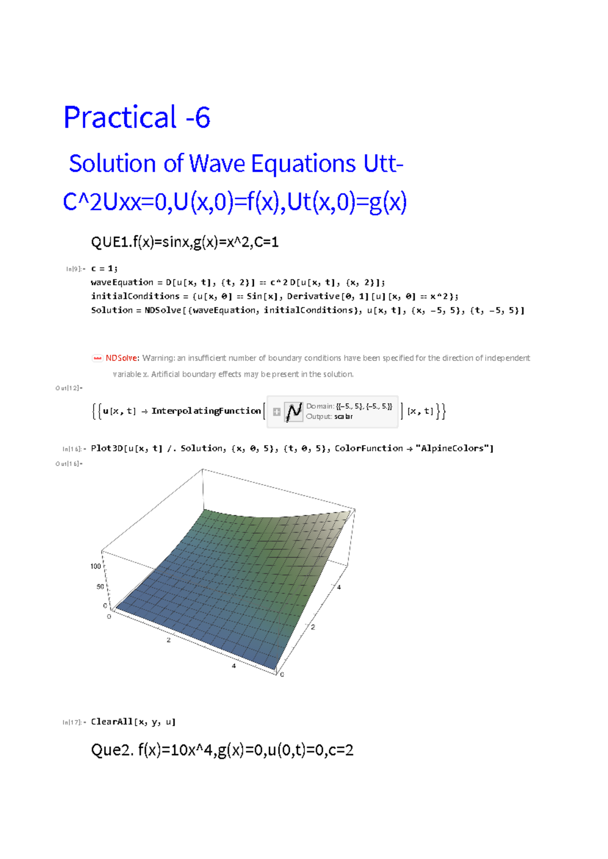 Practical -6,rohit,7339 - Practical - Solution of Wave Equations Utt ...