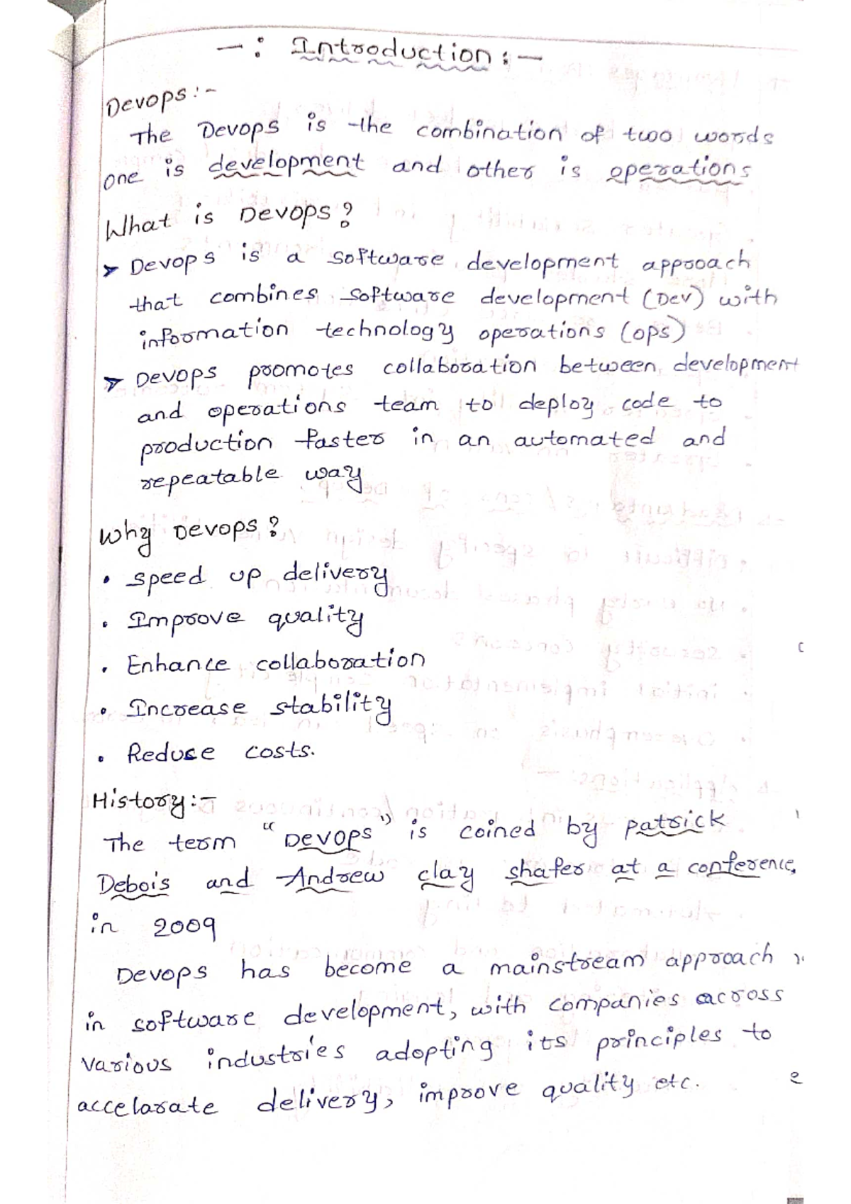 Devops UNIT - 1 - : Introduction The Devops is the combination of two words one is development ...