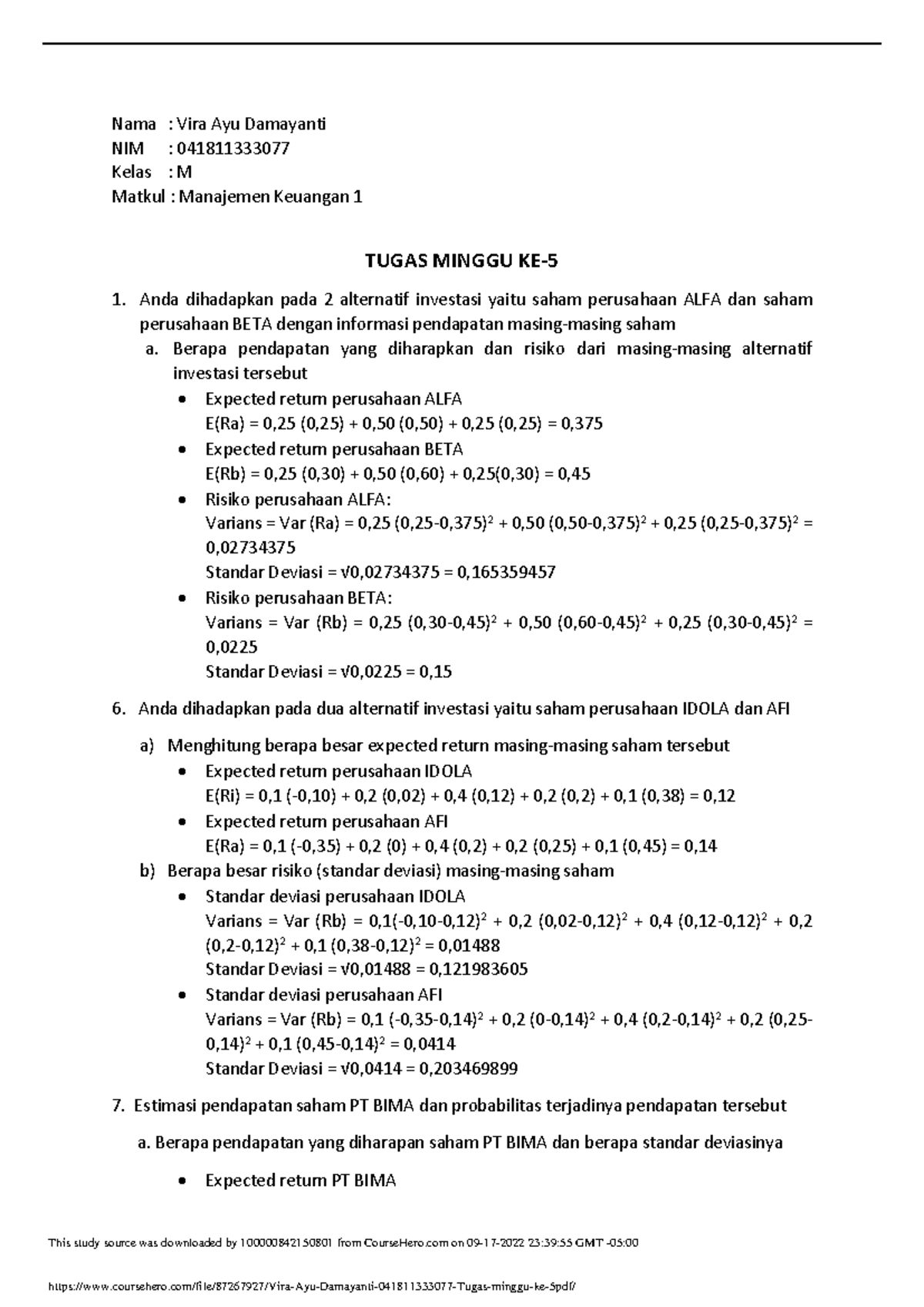 Vira Ayu Damayanti 041811333077 Tugas minggu ke 5 - Nama : Vira Ayu Damayanti NIM : 041811333077 ...