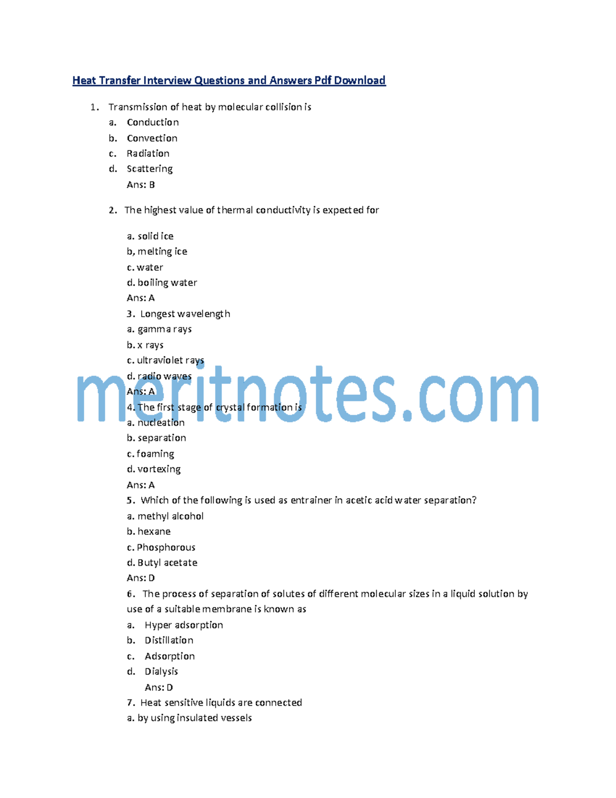 Heat transfer interview questions answers - Heat Transfer Interview Questions and Answers Pdf ...