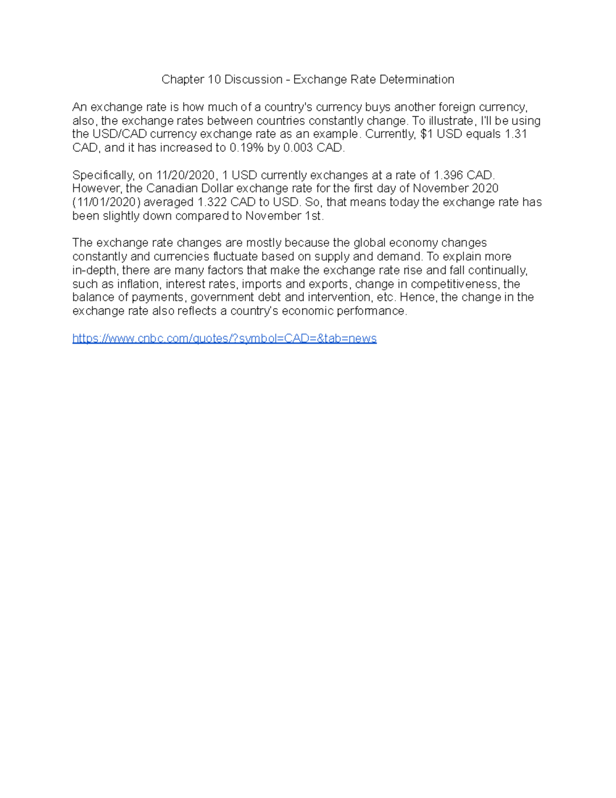 Chapter 10 Discussion - Exchange Rate Determination - Chapter 10 ...