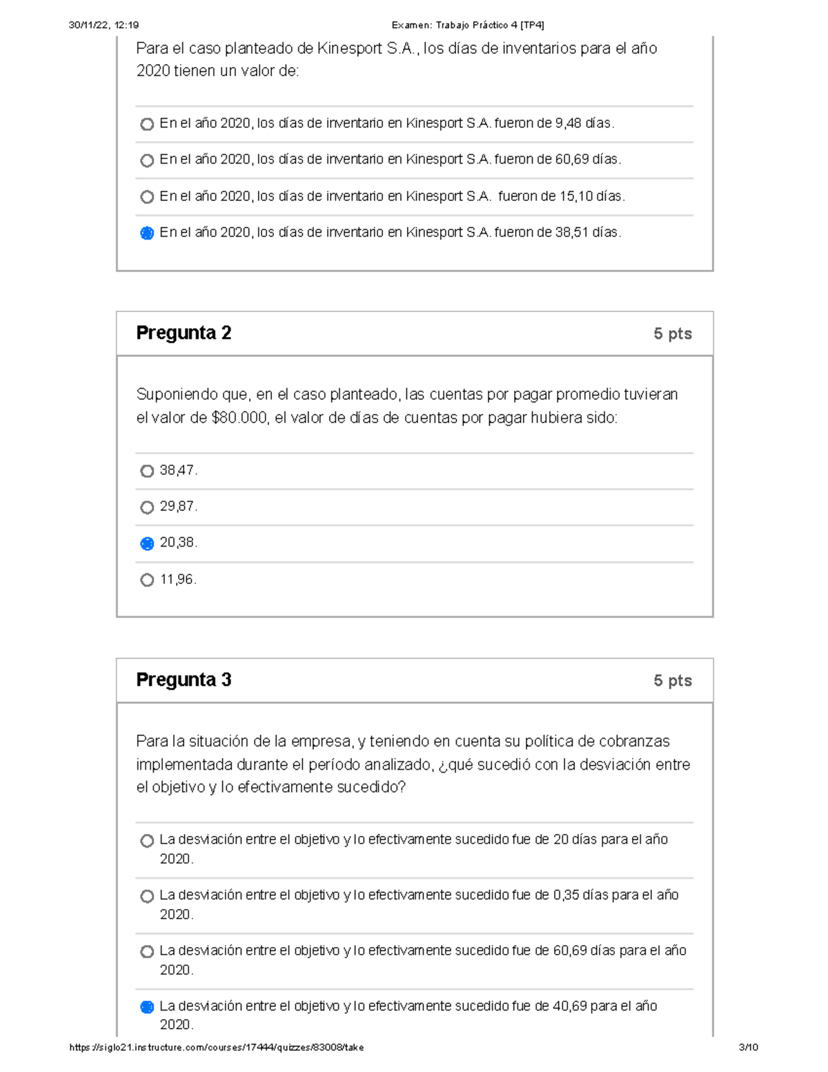 Examen Trabajo Práctico 4 [TP4] 80% - - Studocu
