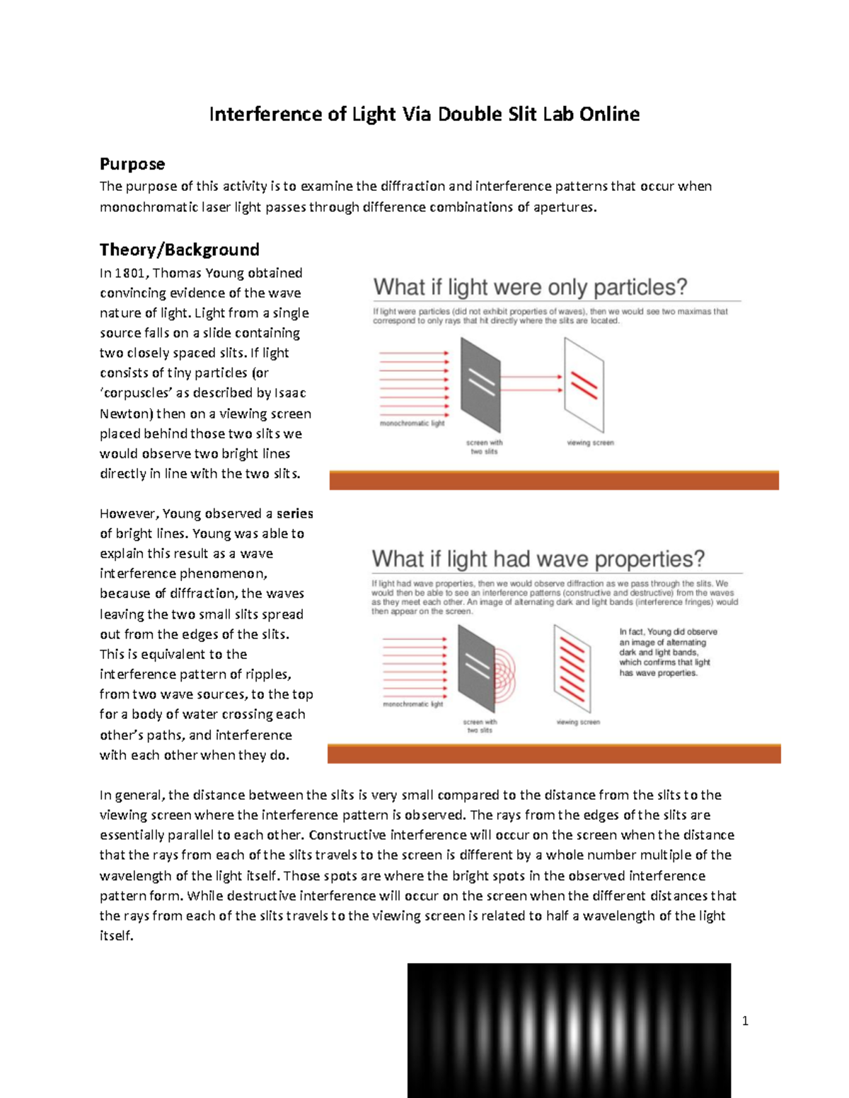 Fall22 Interference of Light via Double Slit Lab Online Edited 8 - Interference of Light Via ...