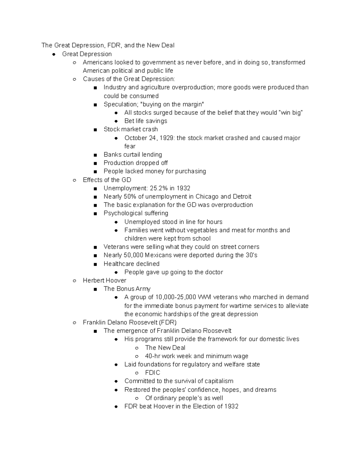 History 106 Lecture The Great Depression, FDR, and the New Deal - The ...