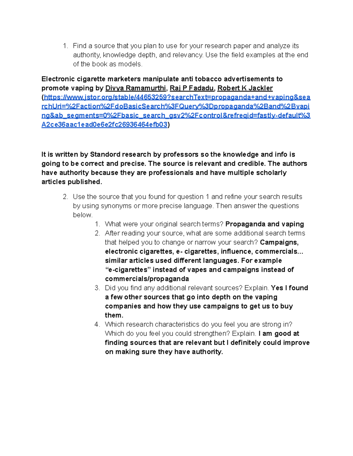 Evaluating sources - writing assignment - Find a source that you plan ...