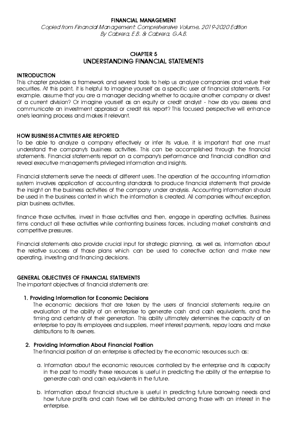 Chapter 5 FM - Handout for Financial Management - FINANCIAL MANAGEMENT ...