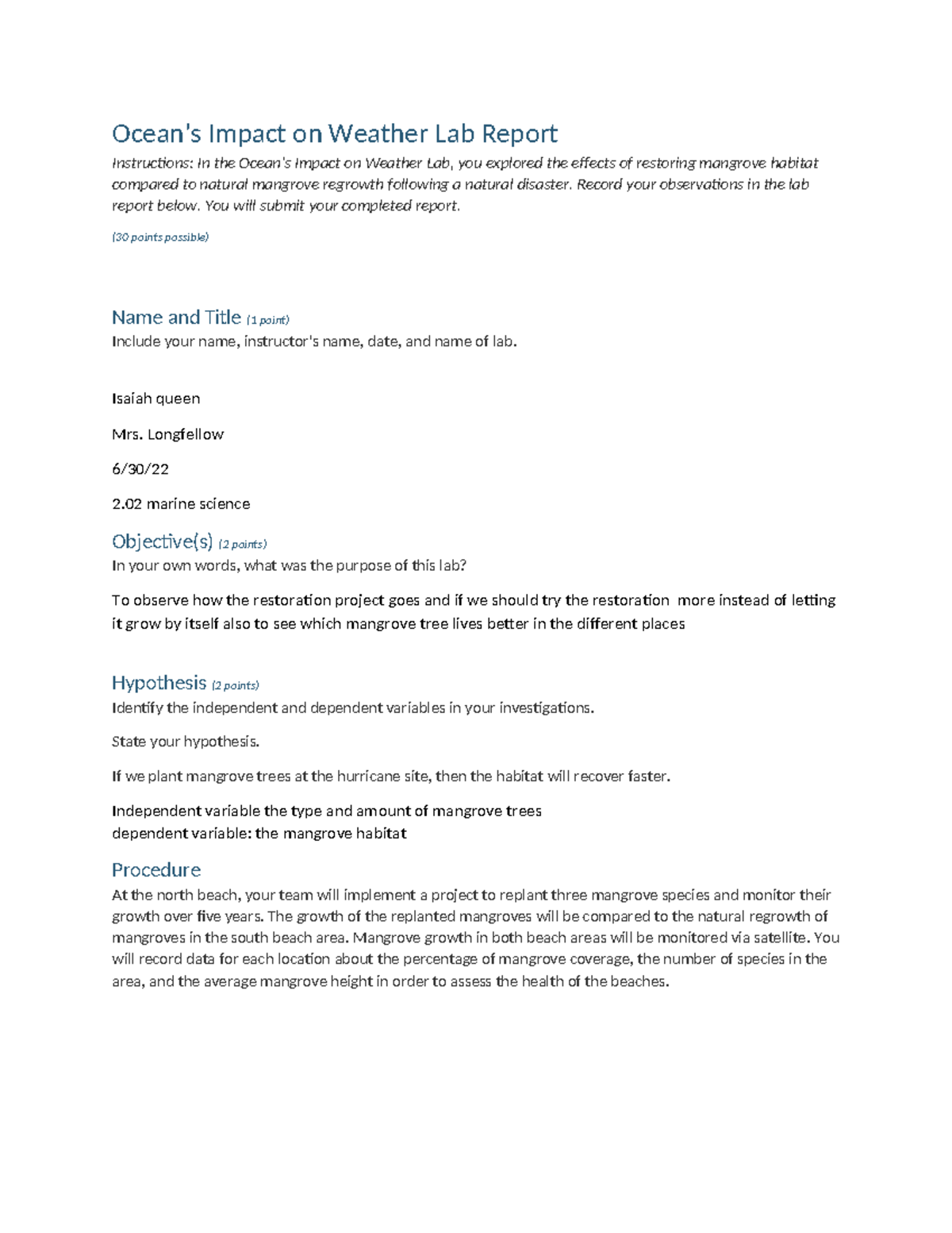 2.03 Ocean'S Impact ON Weather Completed - Ocean's Impact on Weather ...