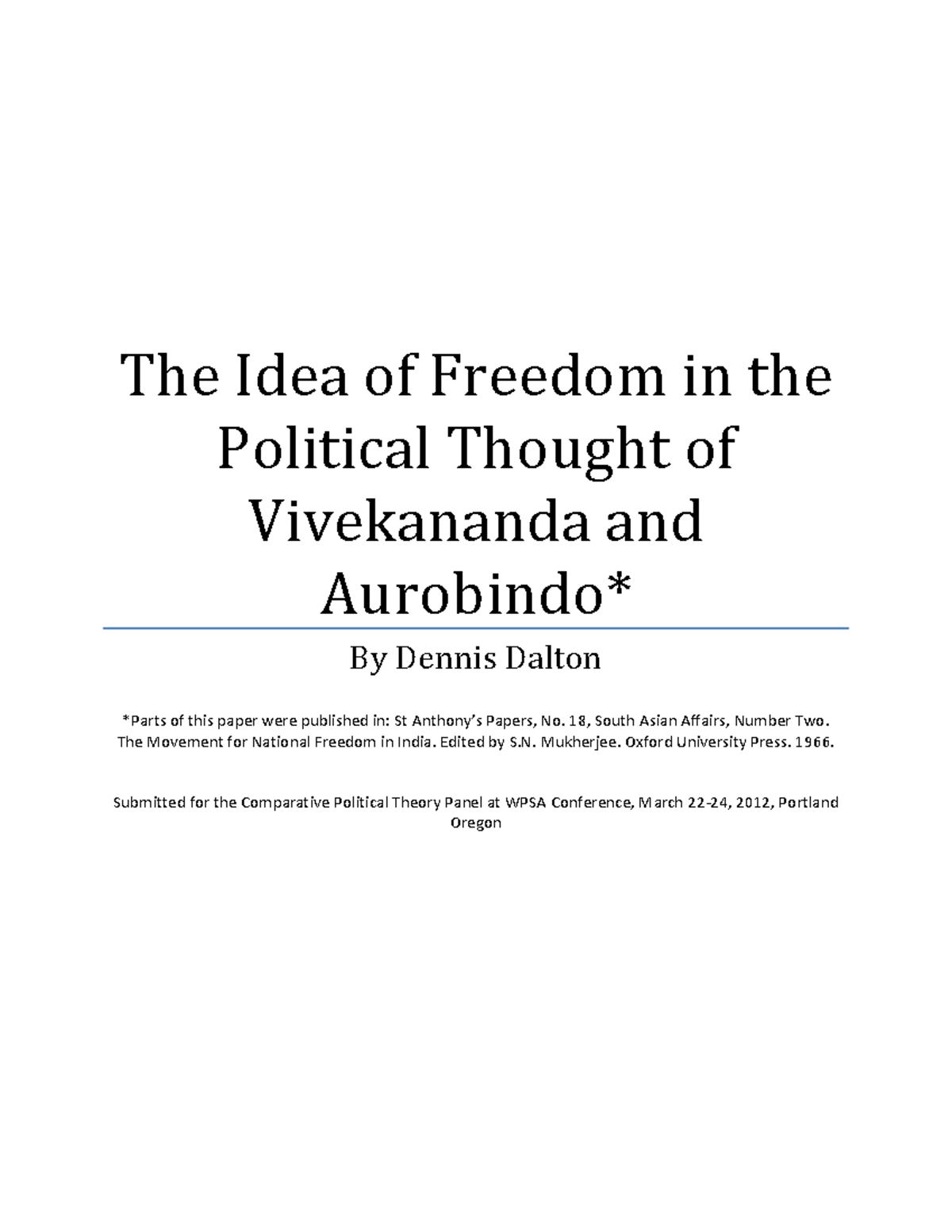 The Idea of Freedom in the Political Tho - The Idea of Freedom in the ...
