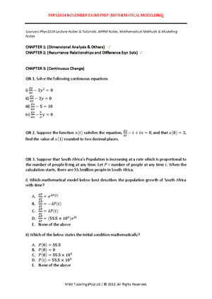 Formula sheet for the Dimensional analysis - PHY1034A - Studocu