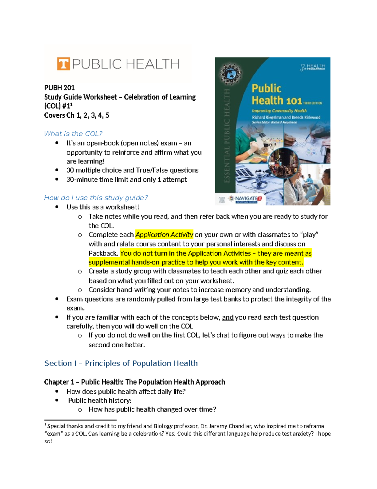 Study Guide Worksheet COL 1 online - PUBH 201 Study Guide Worksheet ...
