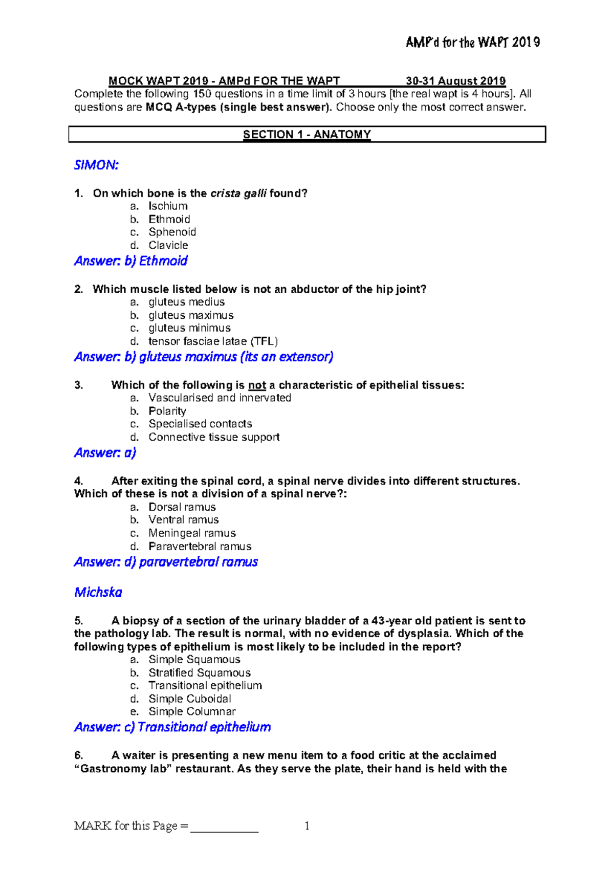 MOCK WAPT 2019 MEMO - practice questions - MOCK WAPT 2019 - AMPd FOR ...