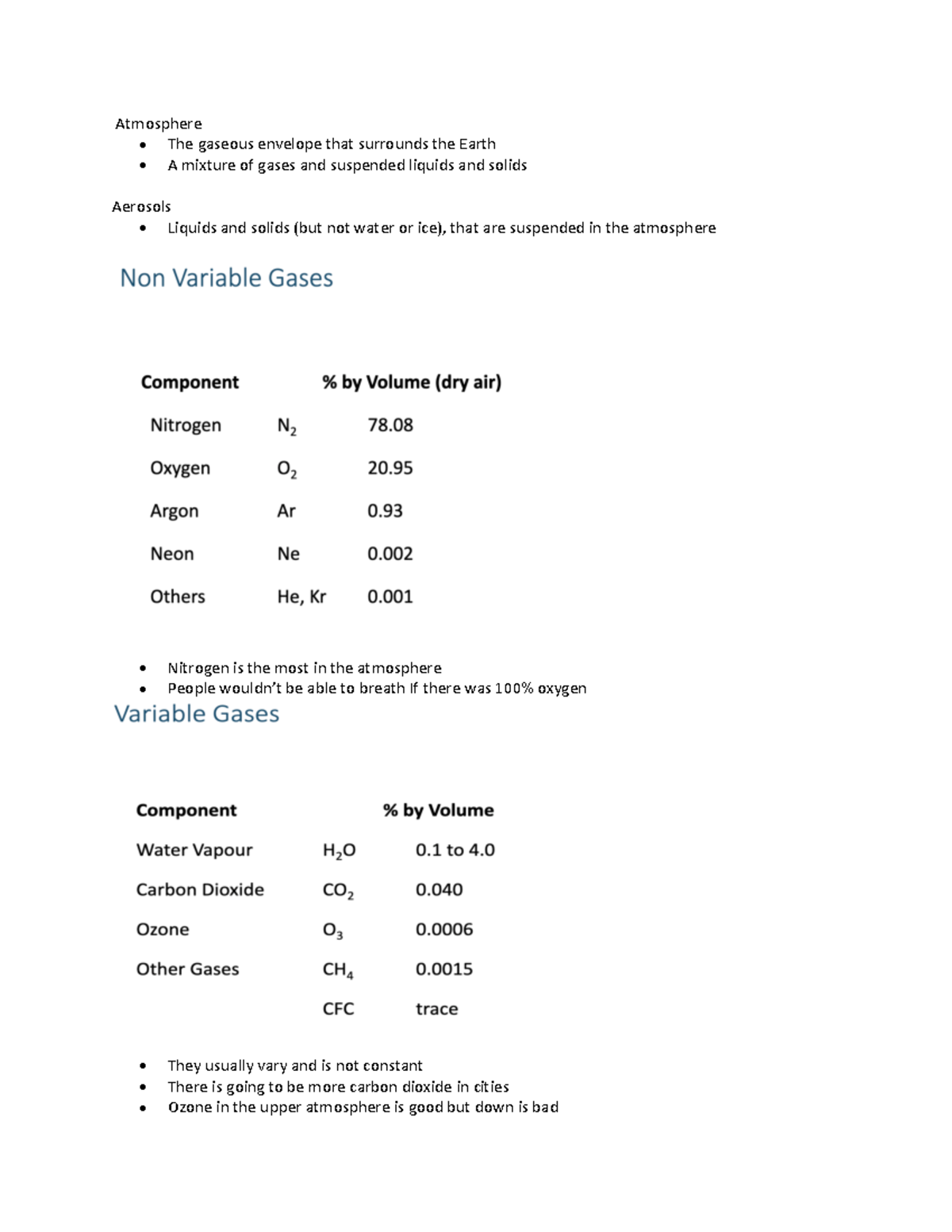 Class-6(Atmosphere) - Class Notes - Atmosphere • The gaseous envelope ...