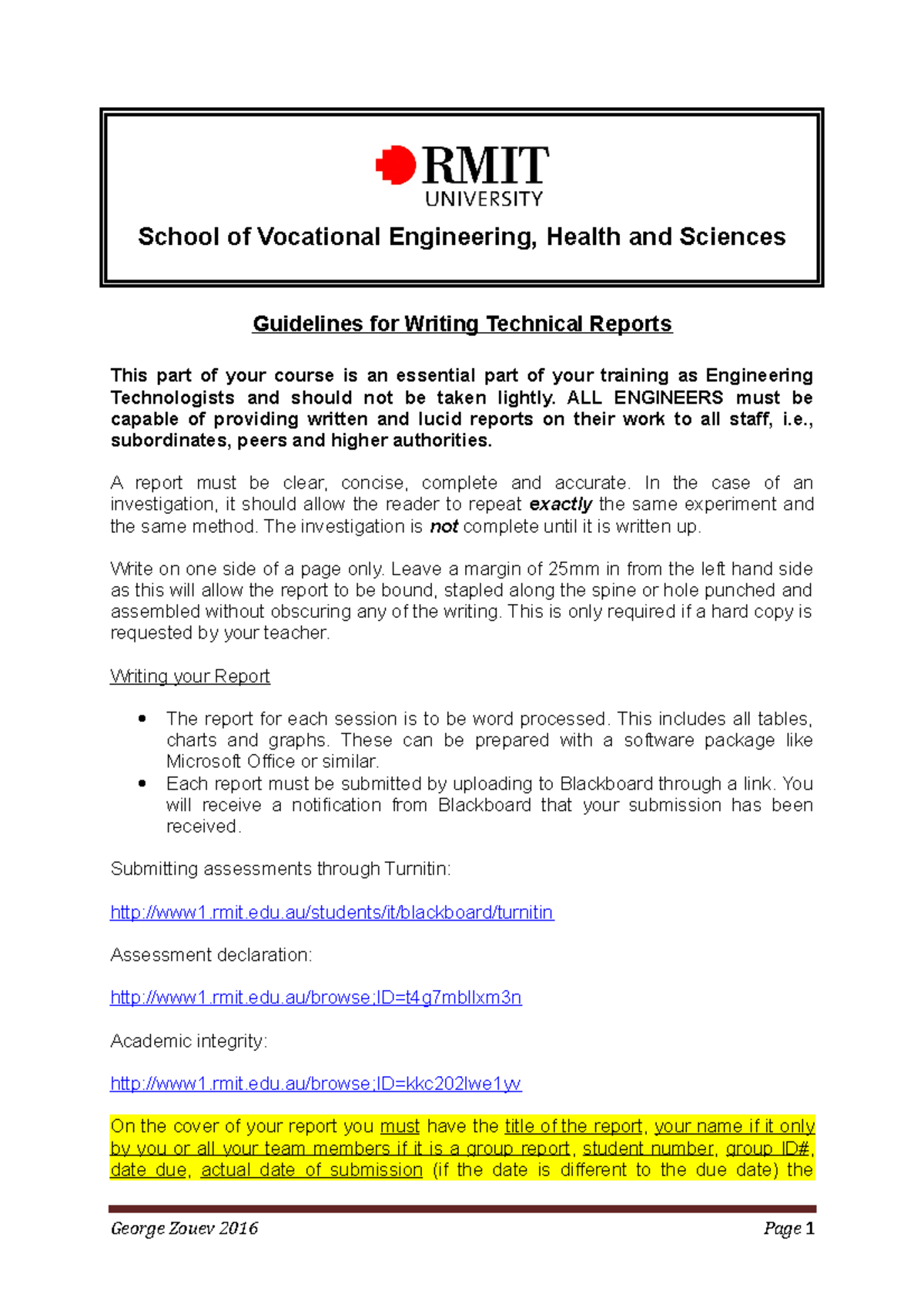 Guidelines for Writing Technical Reports RMIT Zouev 2016 - School of ...