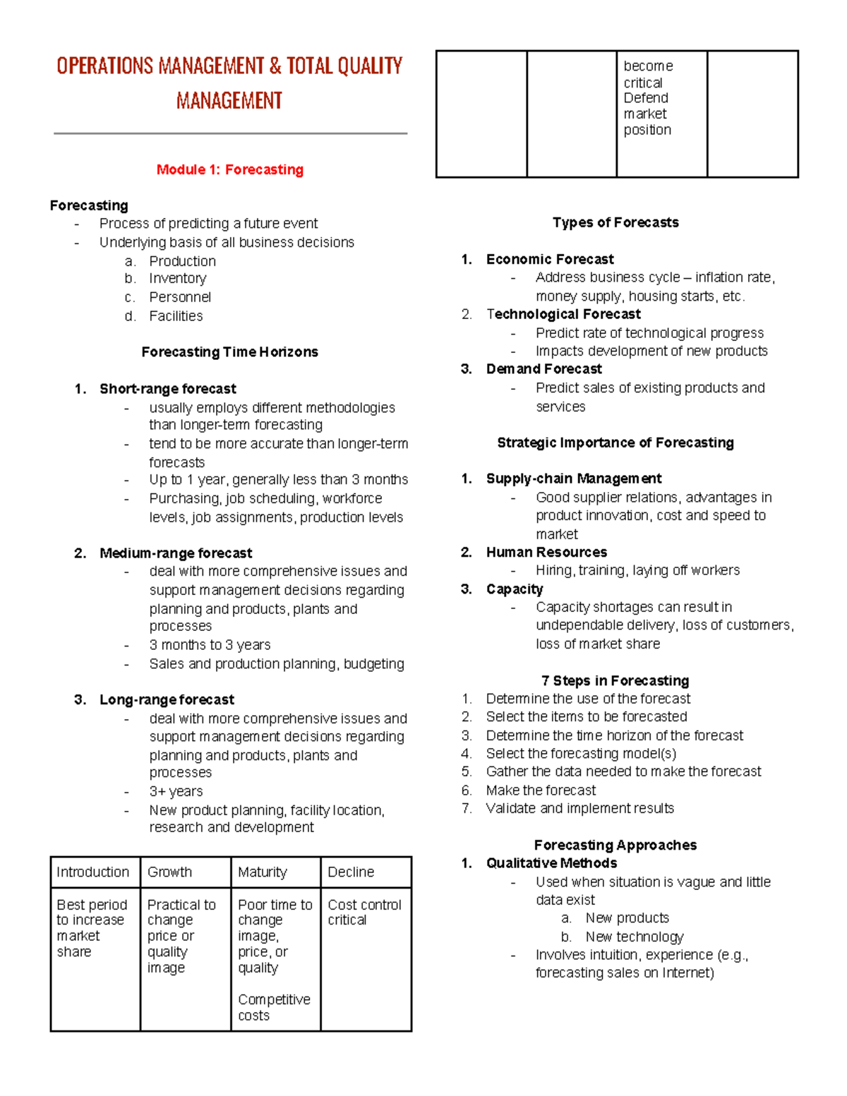 Operations- Management - OPERATIONS MANAGEMENT & TOTAL QUALITY ...