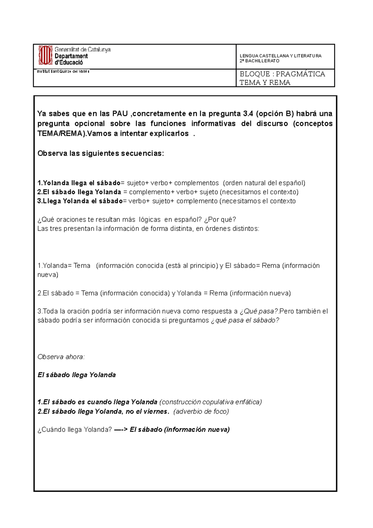 Explicación Y Ejercicios TEMA REMA - LENGUA CASTELLANA Y LITERATURA2º ...