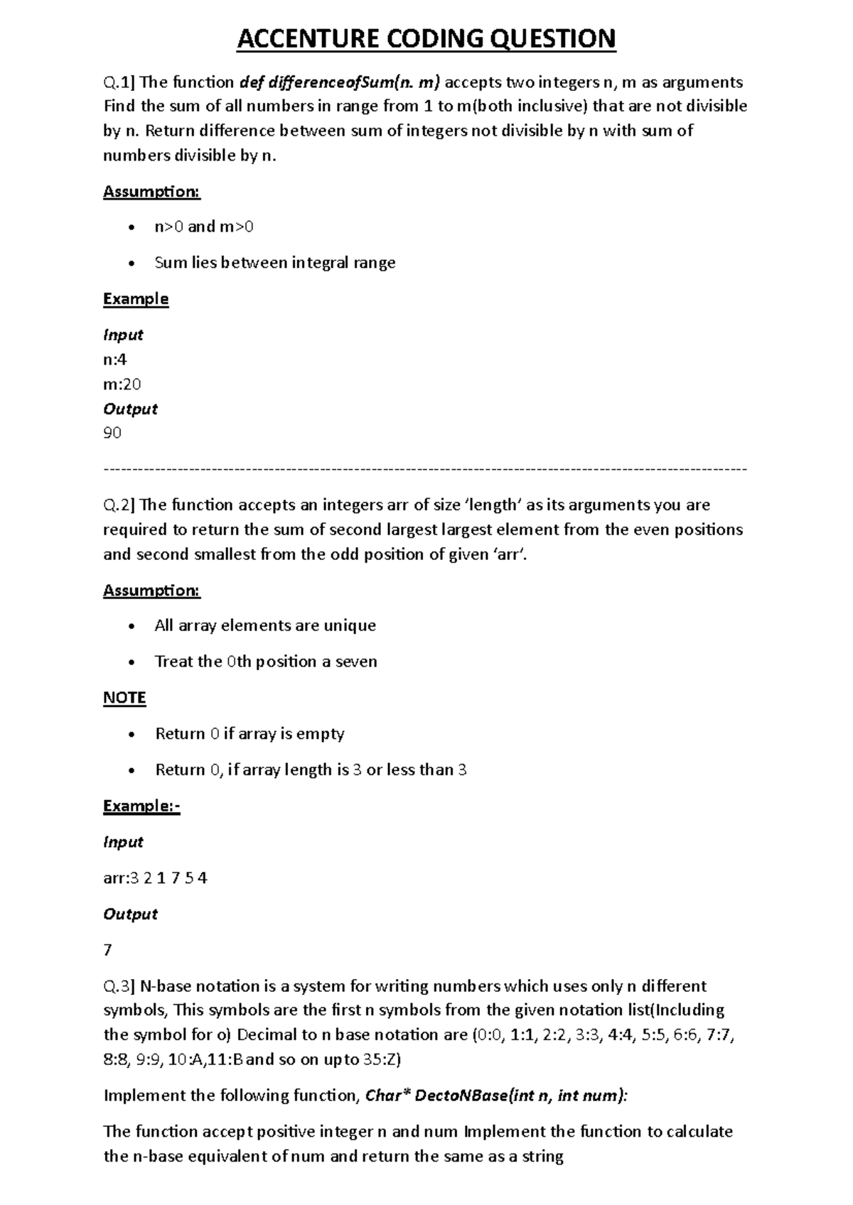 Accenture Coding Question Accenture Coding Question Q The Function 6729