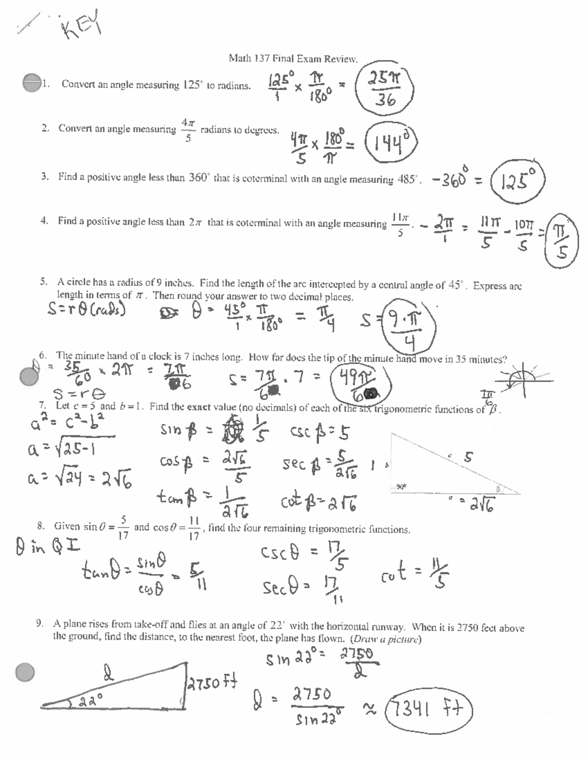 Math 137 Final Exam Review Key - UPG 031 - Studocu