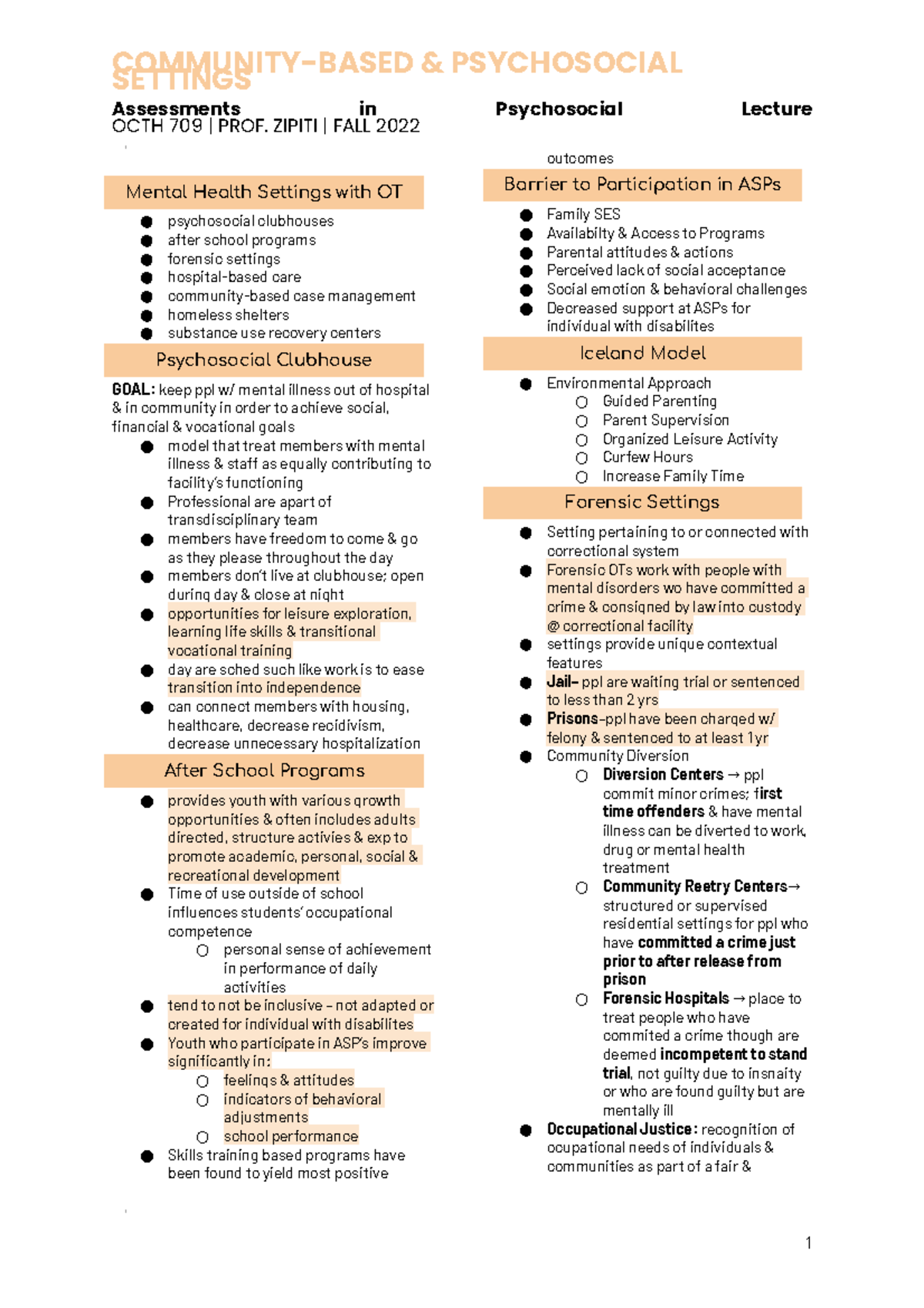 Community-Based Psychosocial Settings - SETTINGS Assessments in ...