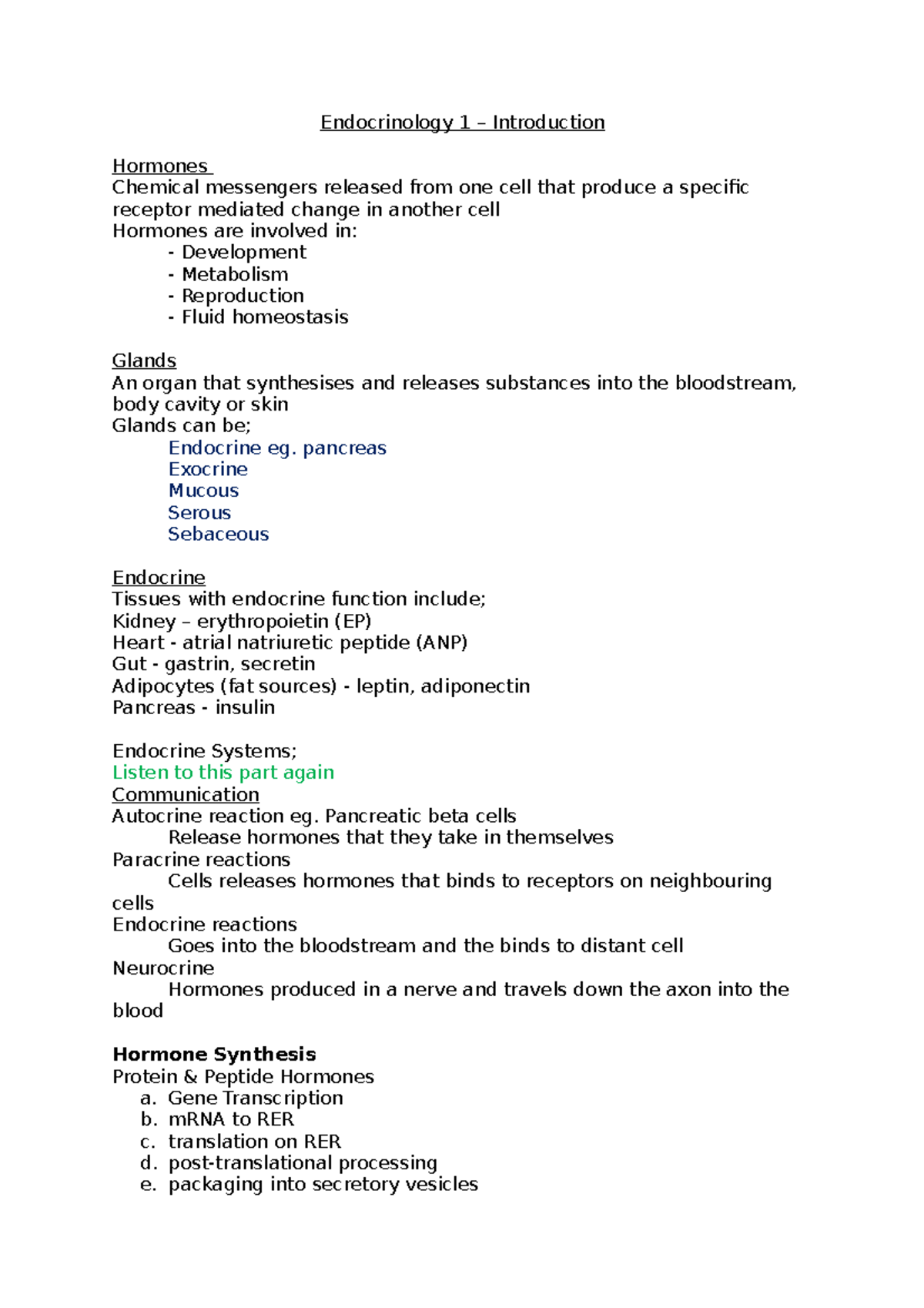 Endocrinology 1 - Dr Cathy Slack - Endocrinology 1 – Introduction ...