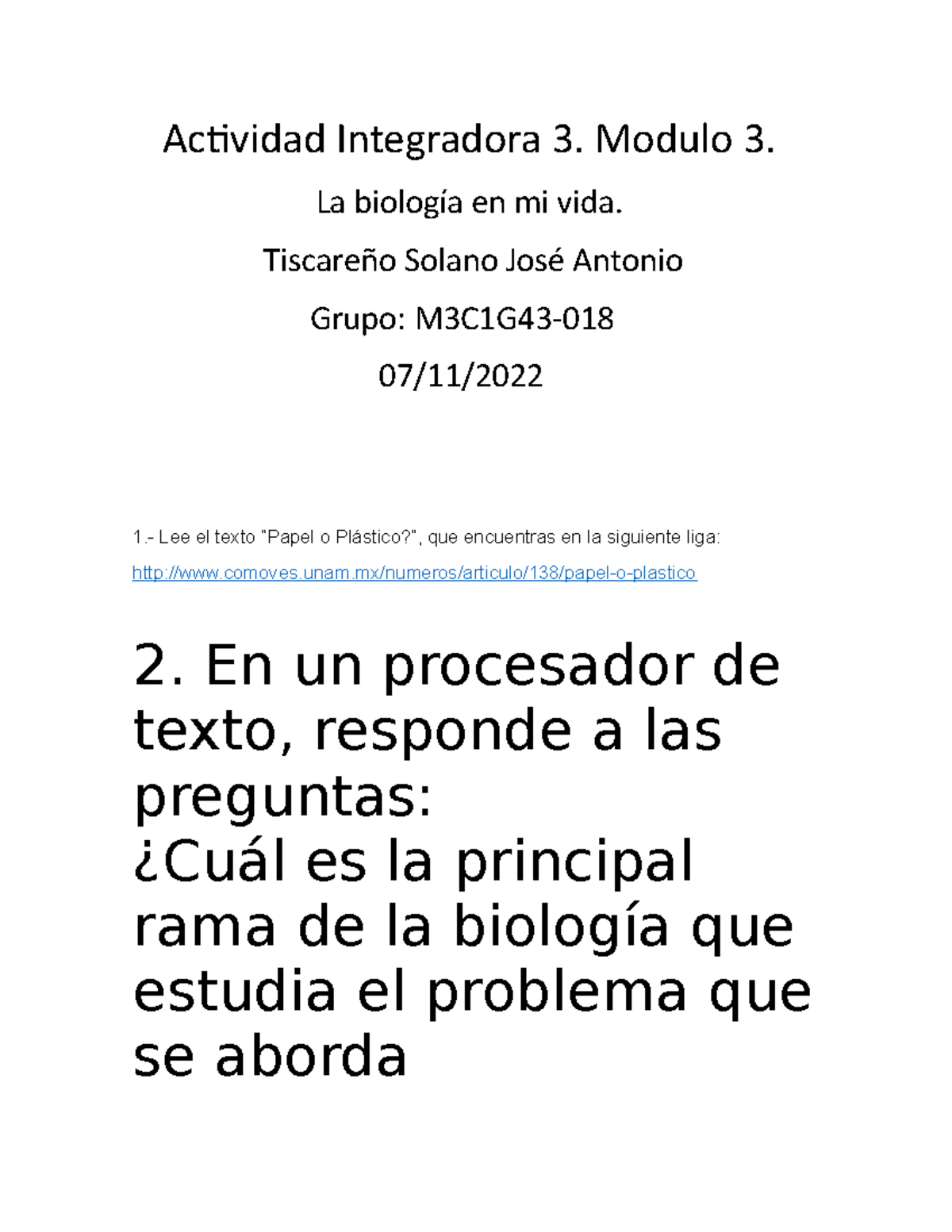 Tiscareño Soalno Jose M3S2AI3 - Actividad Integradora 3. Modulo 3. La ...